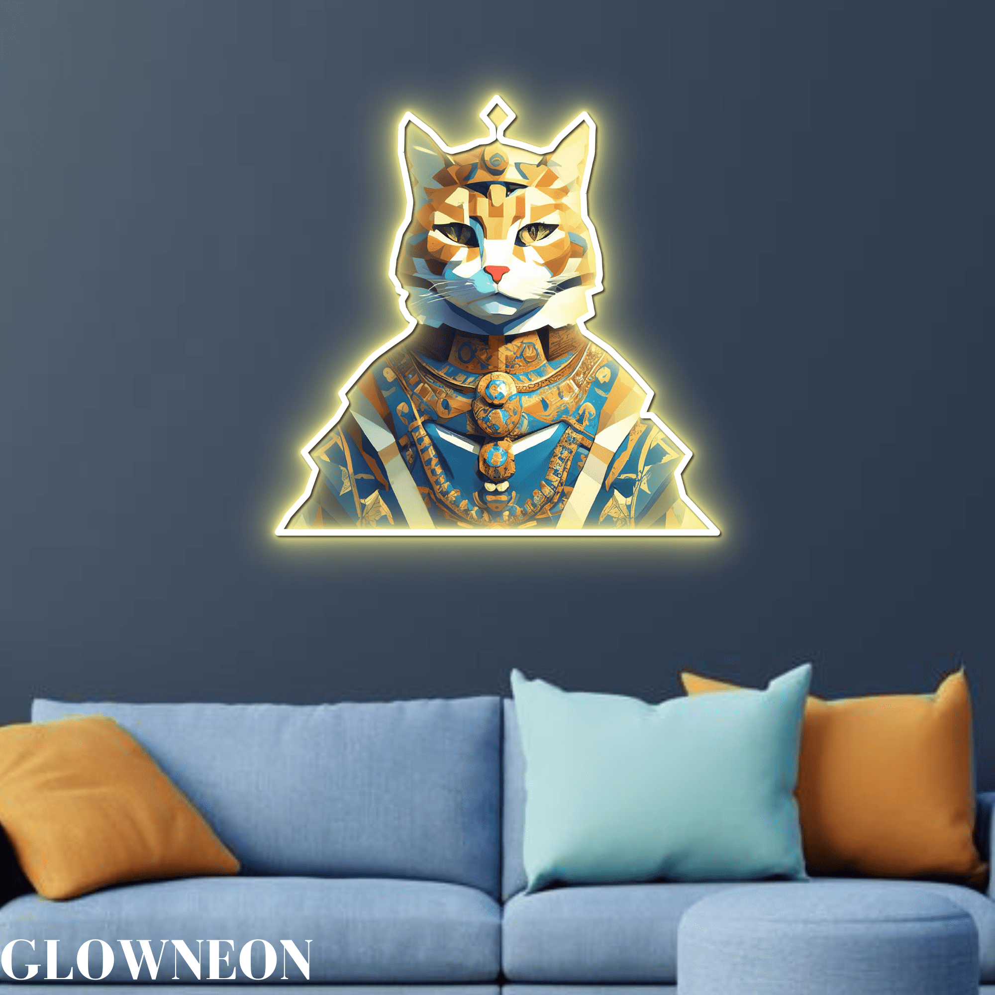 Glowneon Neon Egyptian Cat Acrylic Decor, Egyptian Cat Wall Led Light ...