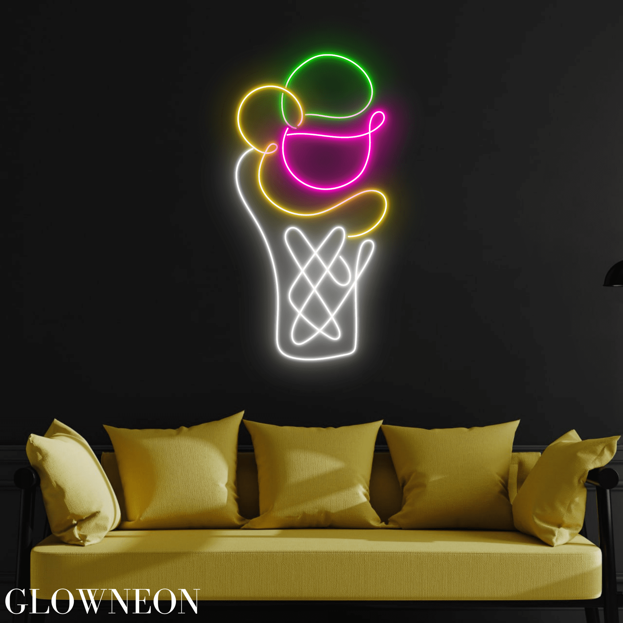 Glowneon Neon Led Light For Ice Cream Shop Decor, Ice Cream Wall Art ...