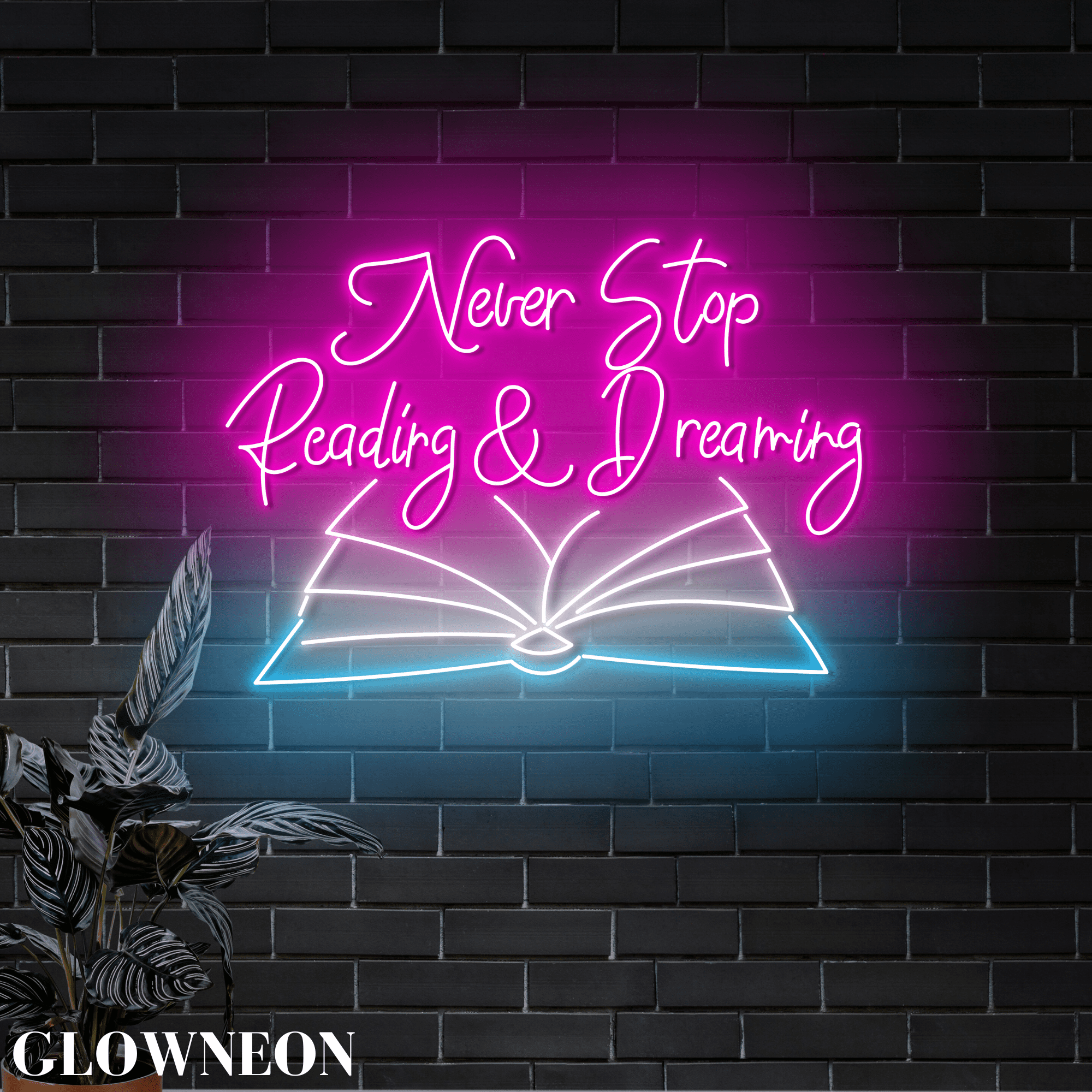 Glowneon Never Stop Learning & Dreaming Led Sign, Motivation Wall Art ...