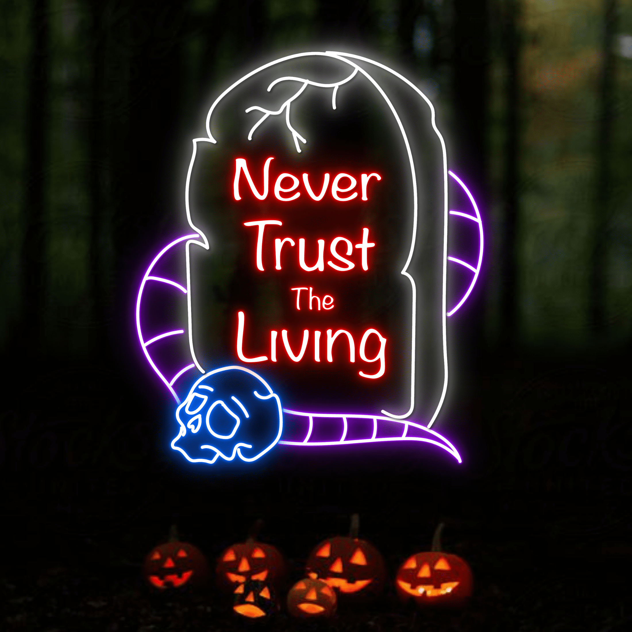 Never Trust The Living Neon Sign, Halloween Lights Decor - Walmart.com