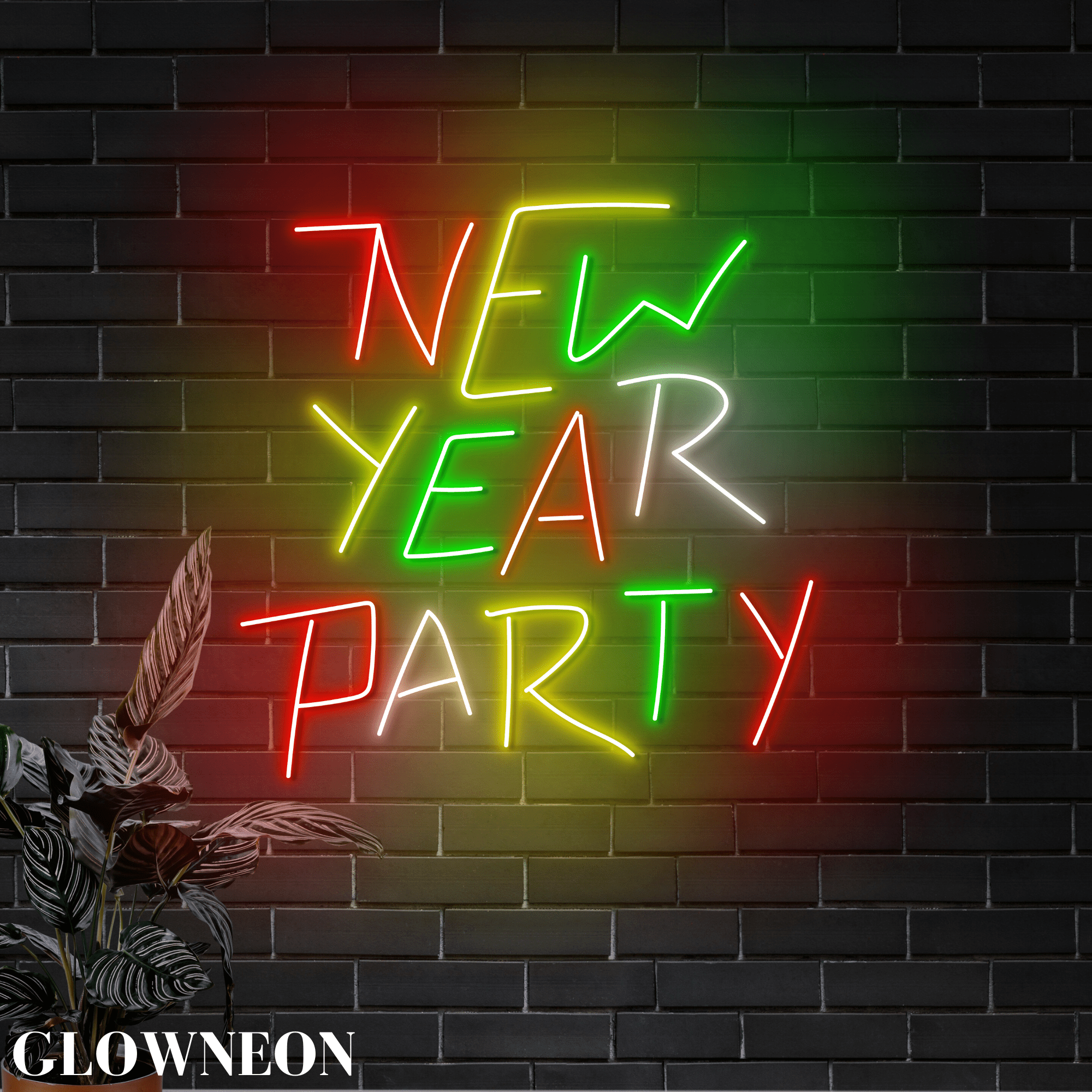 Glowneon New Year Party Neon Wall Art, Happy New Year Led Light Sign ...