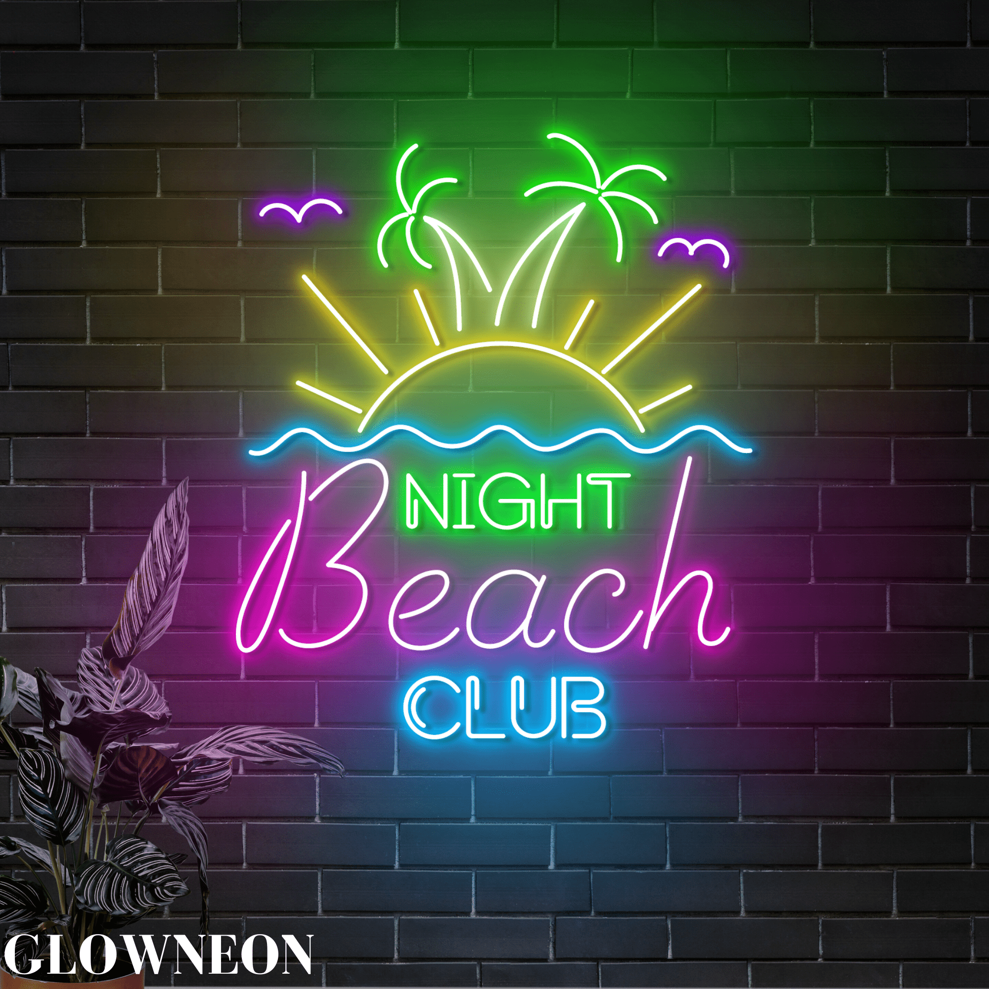 Glowneon Night Beach Club Led Light, Summer Beach Party Neon Light ...