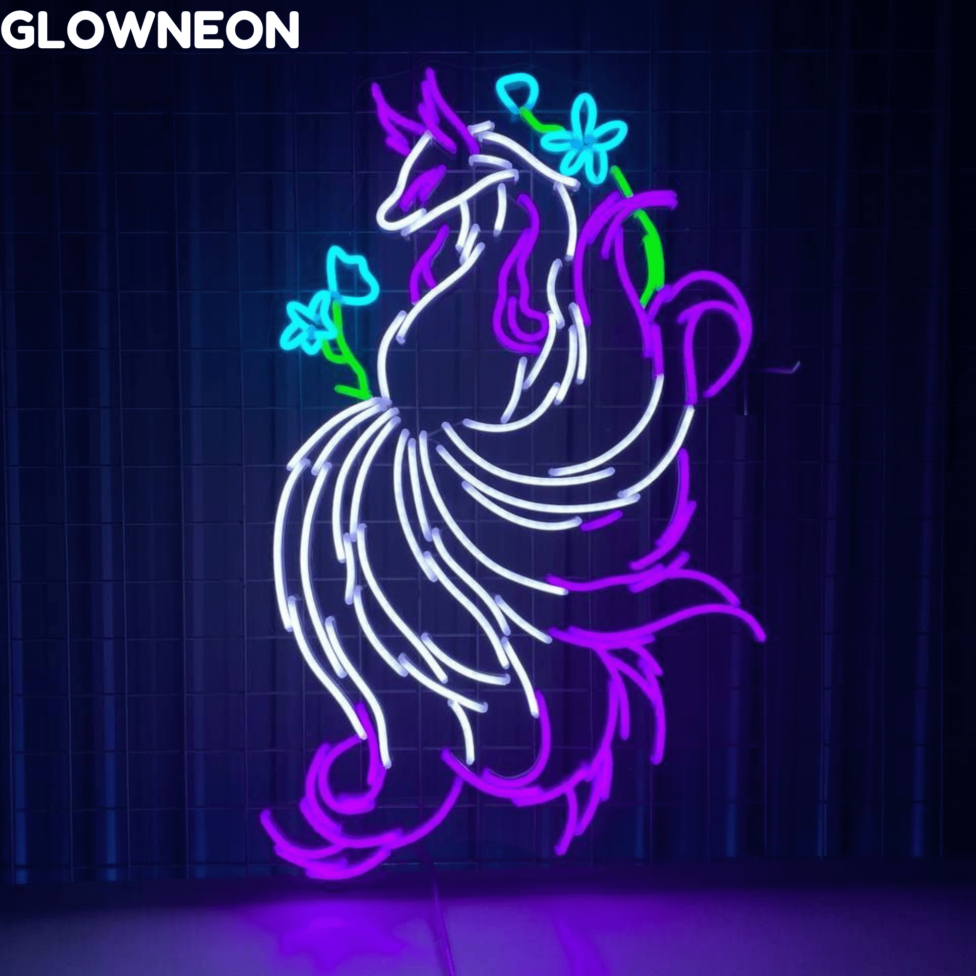 Glowneon Nine-tailed Fox Flower Neon Sign, Nine-tailed Fox Led Light ...