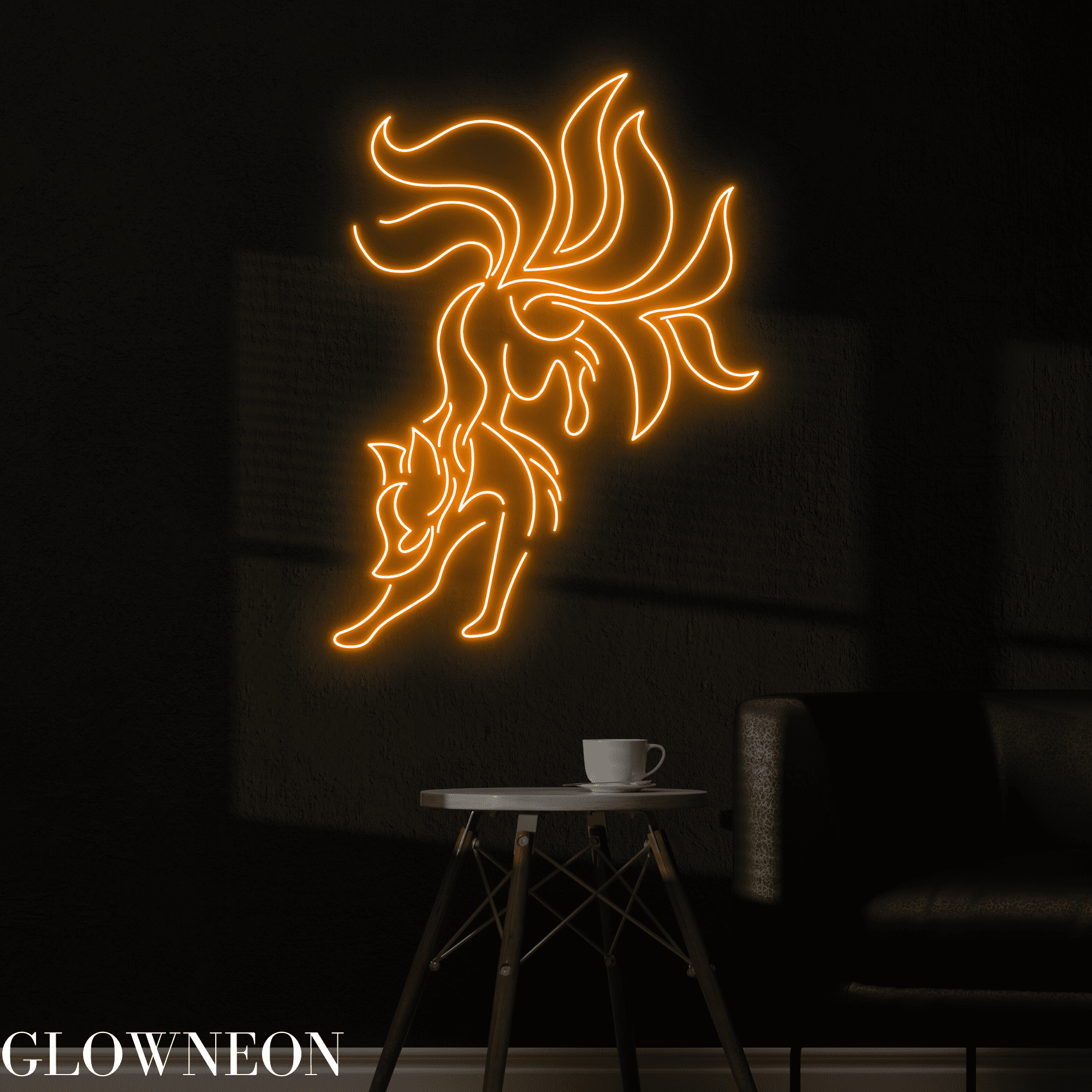 Glowneon Nine-tailed Fox Neon Sign, Fox With Nine Tail Wall Led Light ...