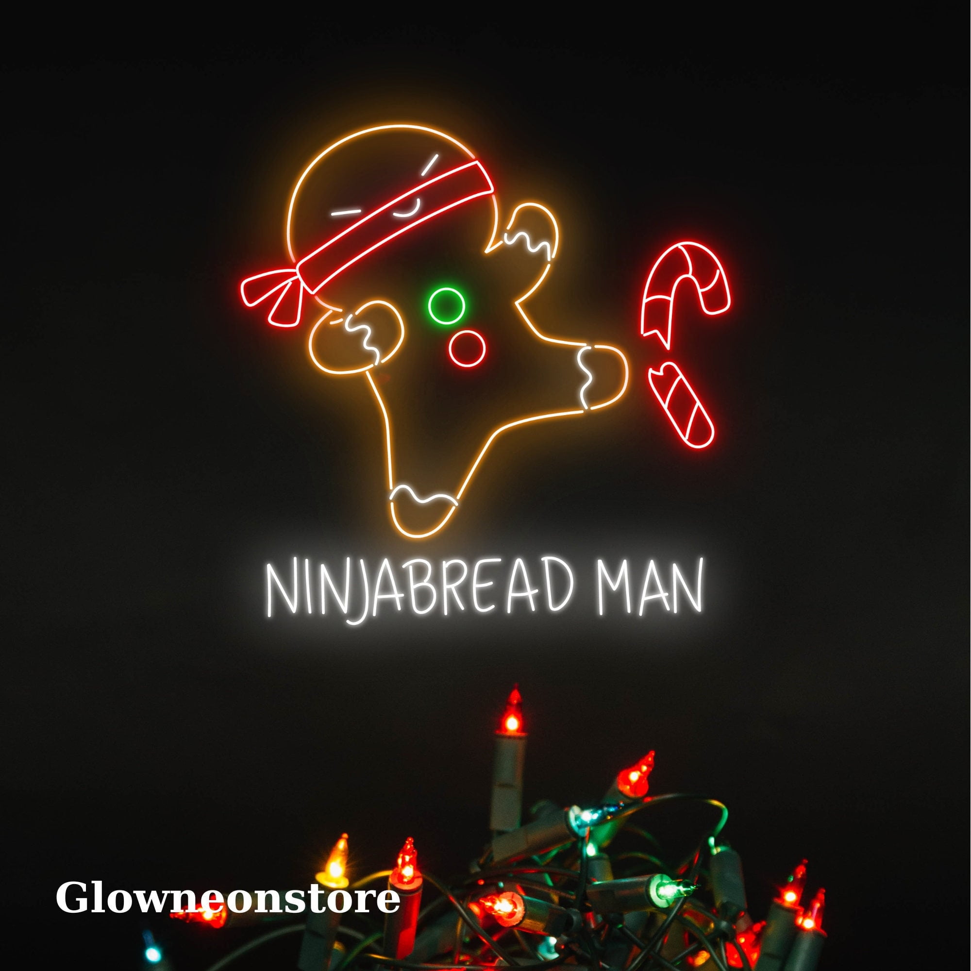 Glowneon Ninjabread Man Neon Sign, Gingerbread Ninja Led Sign, Cake ...