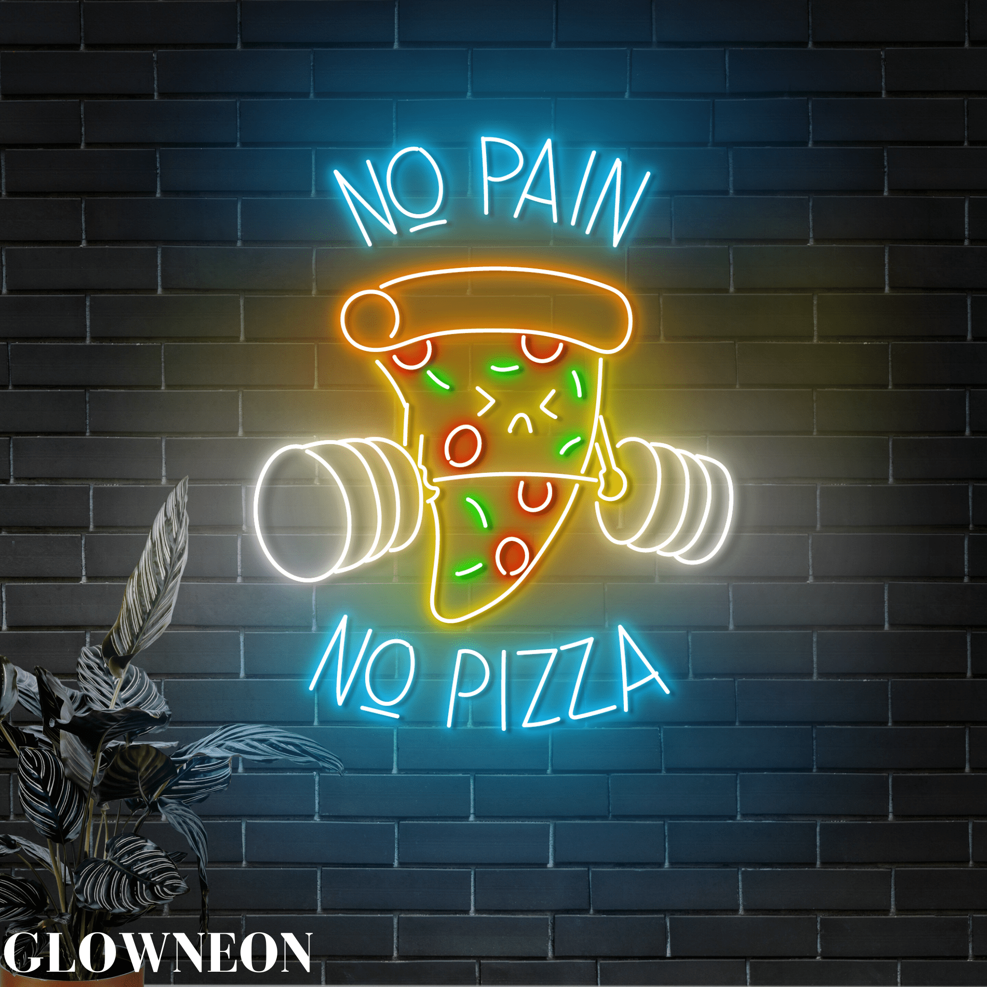 Glowneon No Pain No Pizza Led Sign, Italian Pizza Gymmer Neon Sign ...