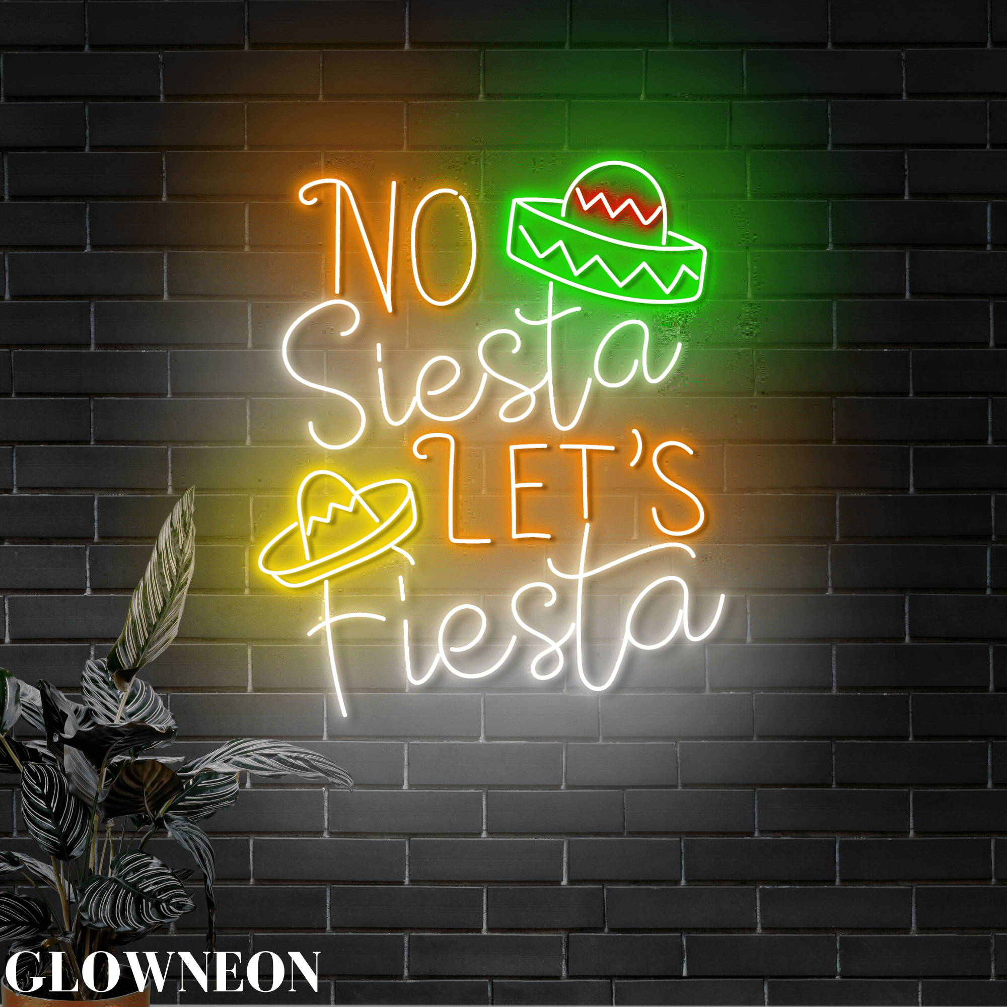 Glowneon No Siesta Let's Fiesta Wall Led Light, Mexican Shop Wall Art ...