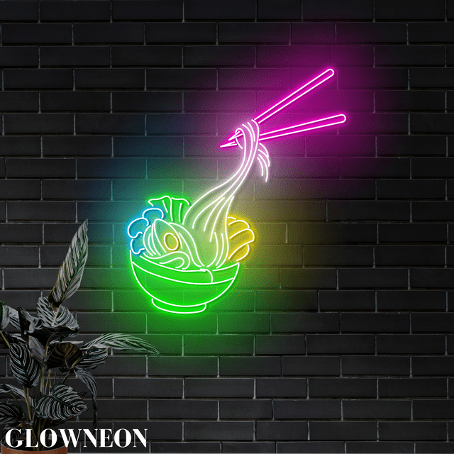Glowneon Noodle Bowl Led Wall Decor, Ramen Noodles Japanese Wall Art ...