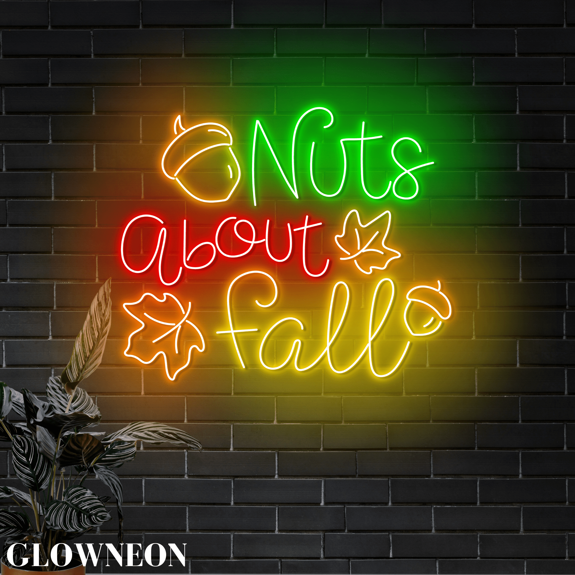 Glowneon Nuts About Fall Neon Light, Autumn Thanksgiving Led Wall Art ...