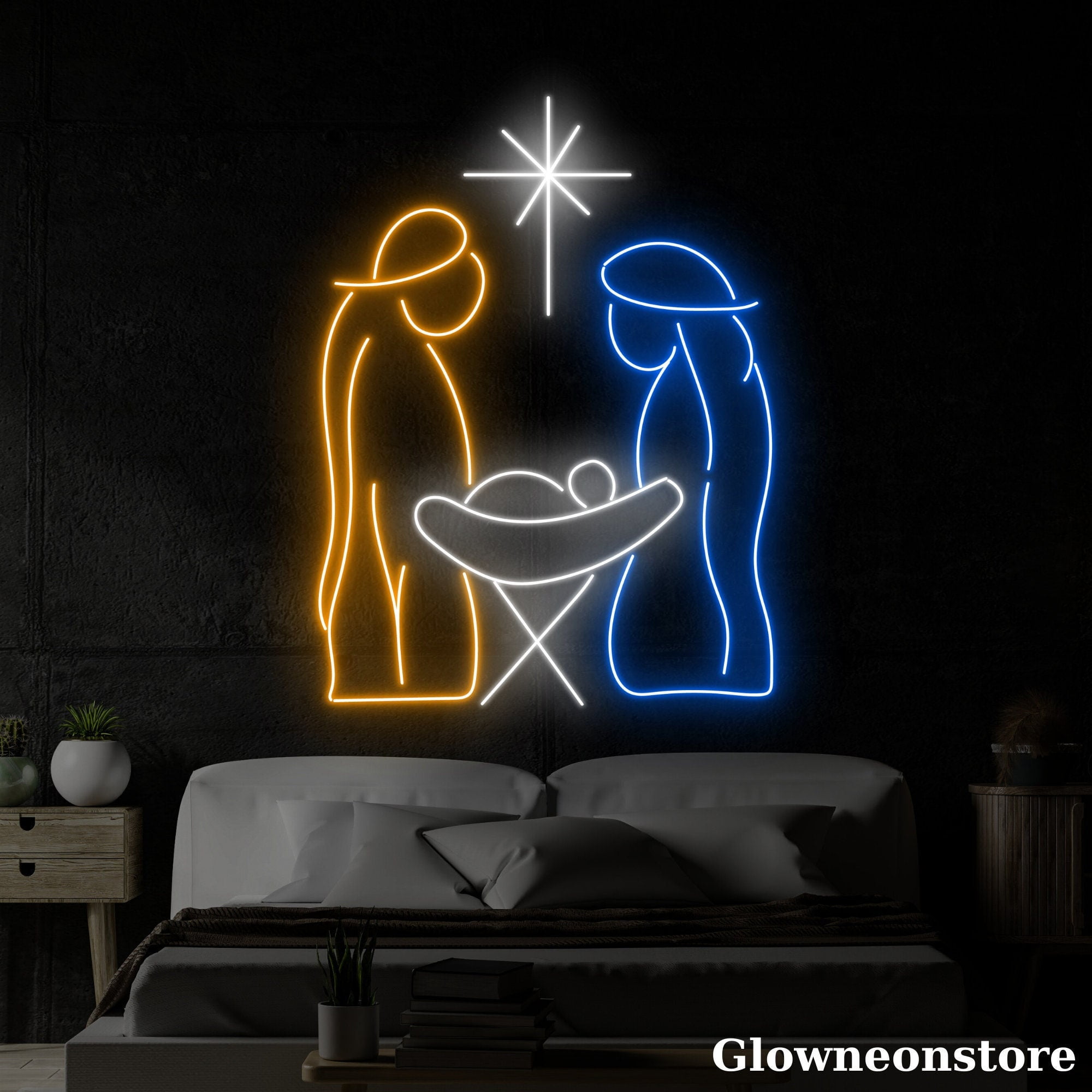 Glowneon O Holy Night Neon Sign, O Holy Night Led Sign, Merry Christmas ...