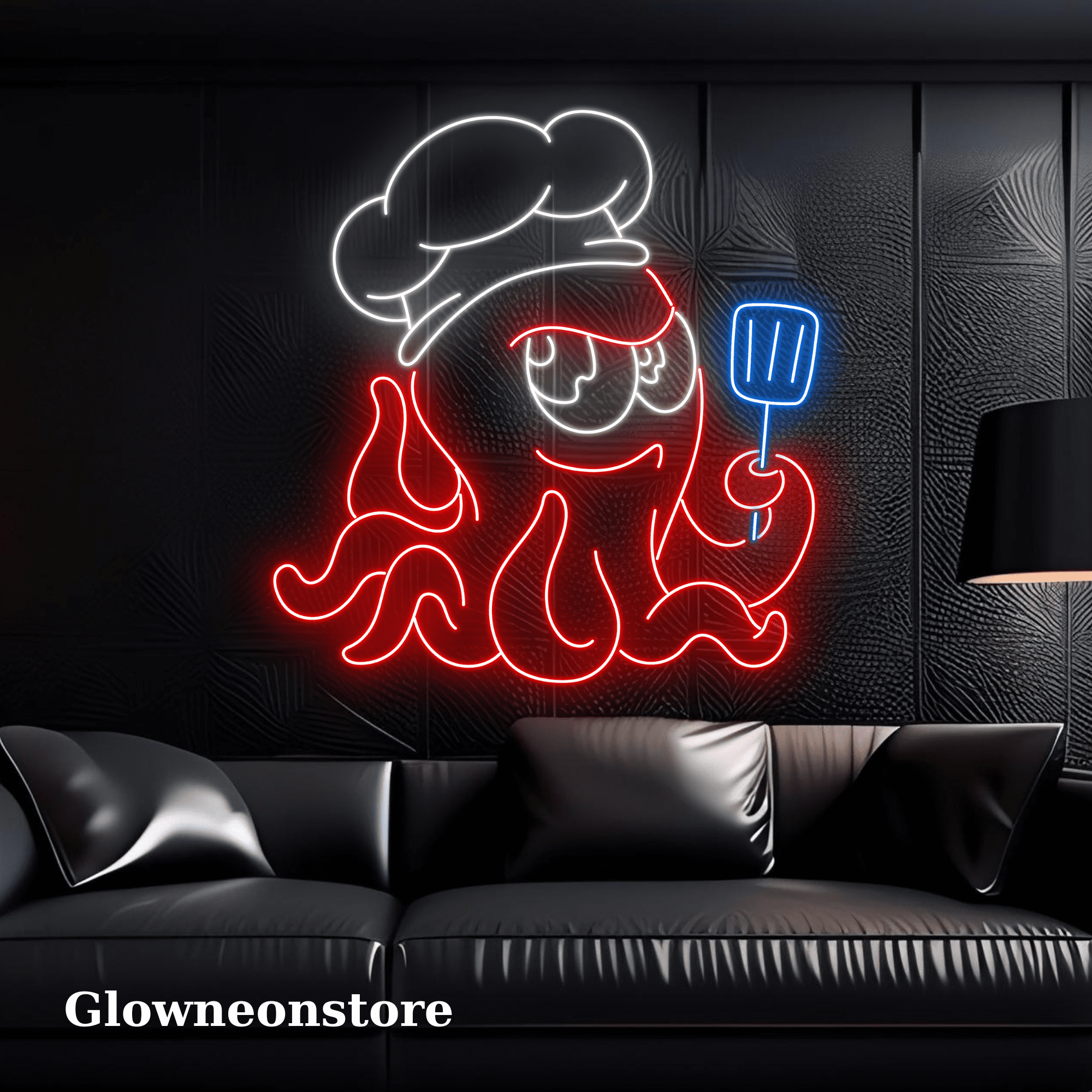 Glowneon Octopus Chef Neon Sign, Octopus Food Restaurant Wall Decor ...
