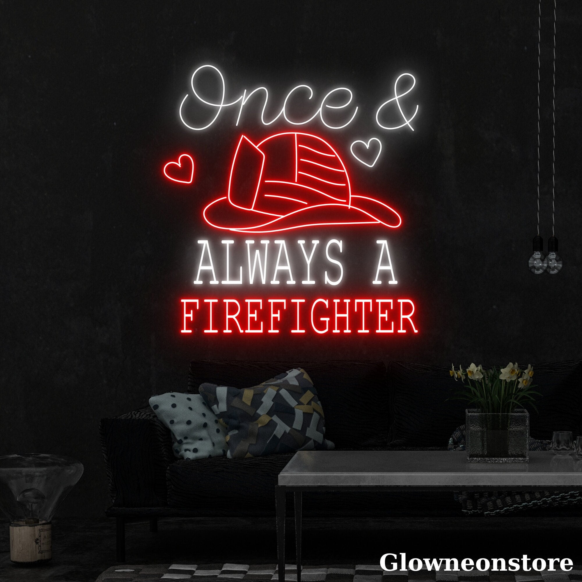 Glowneon Once Always a Firefighter Neon Sign, Motivation Quotes Sign ...