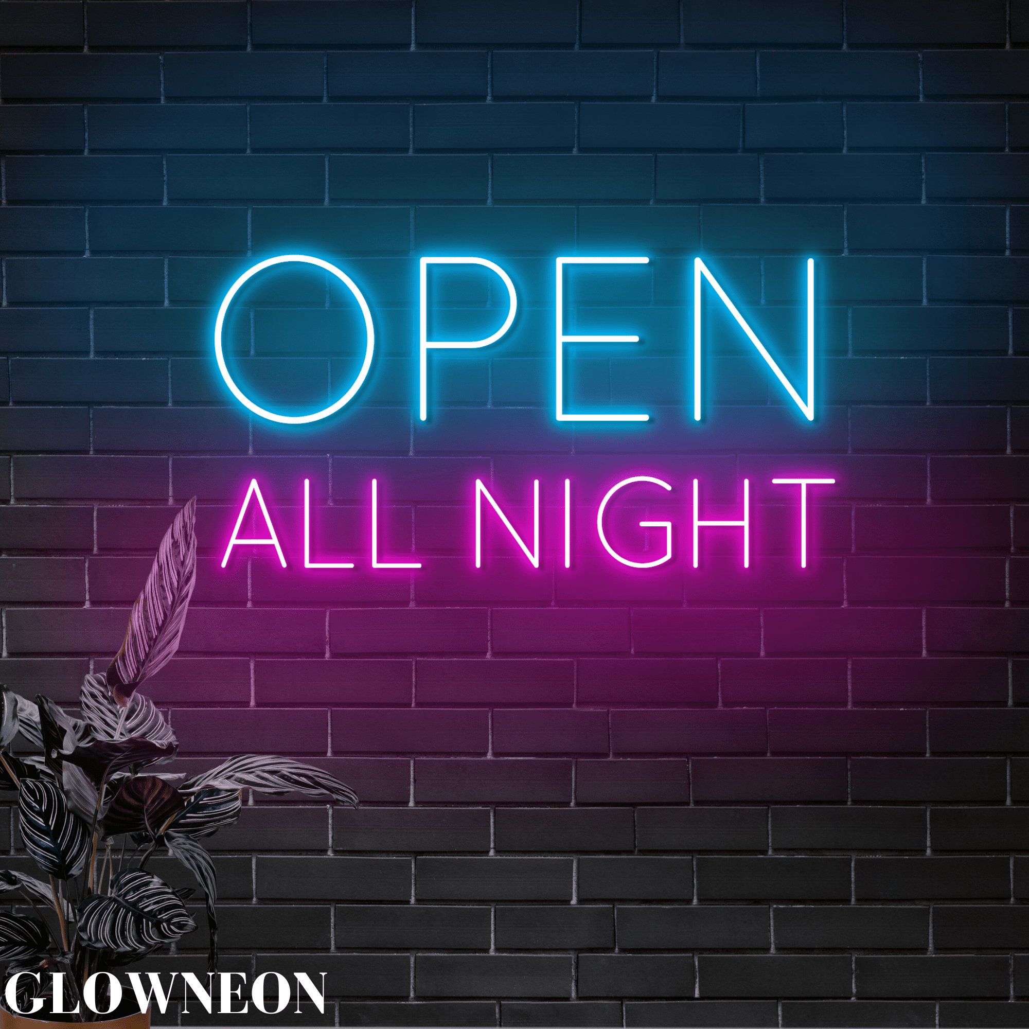 Glowneon Open All Night Led Sign, Bar Pub Wall Decor, Restaurant Sign ...