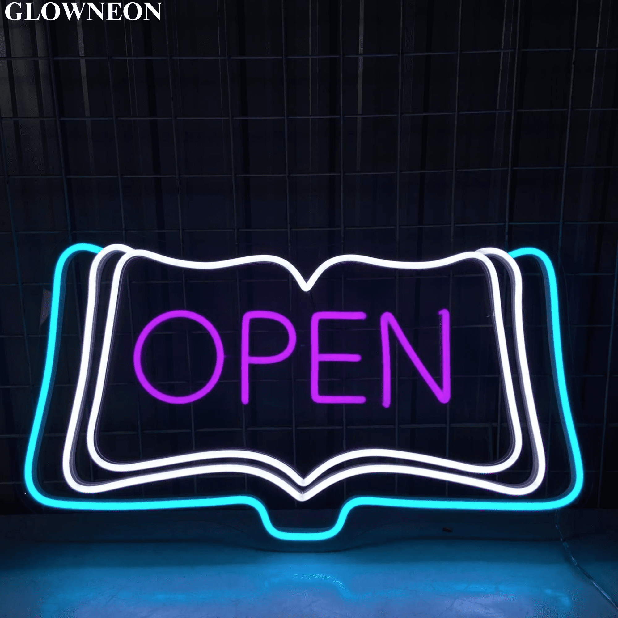 Glowneon Open Book Neon Sign, Open Book Store Decor, Book Shop Decor ...