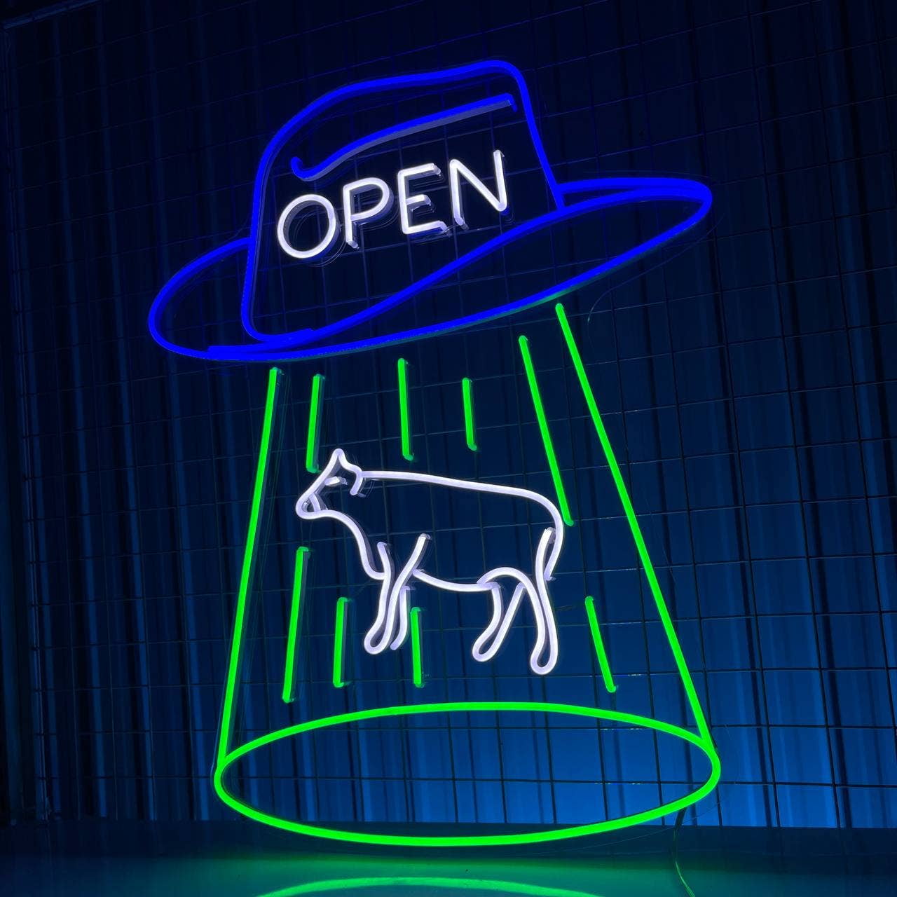 Glowneon Open Cowboy Neon Signs, Welcome Sign Farm, BBQ Restaurant ...