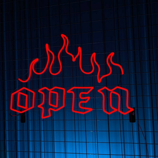 Glowneon Open Fire Neon Signs, Welcome Sign Decor - Walmart.com