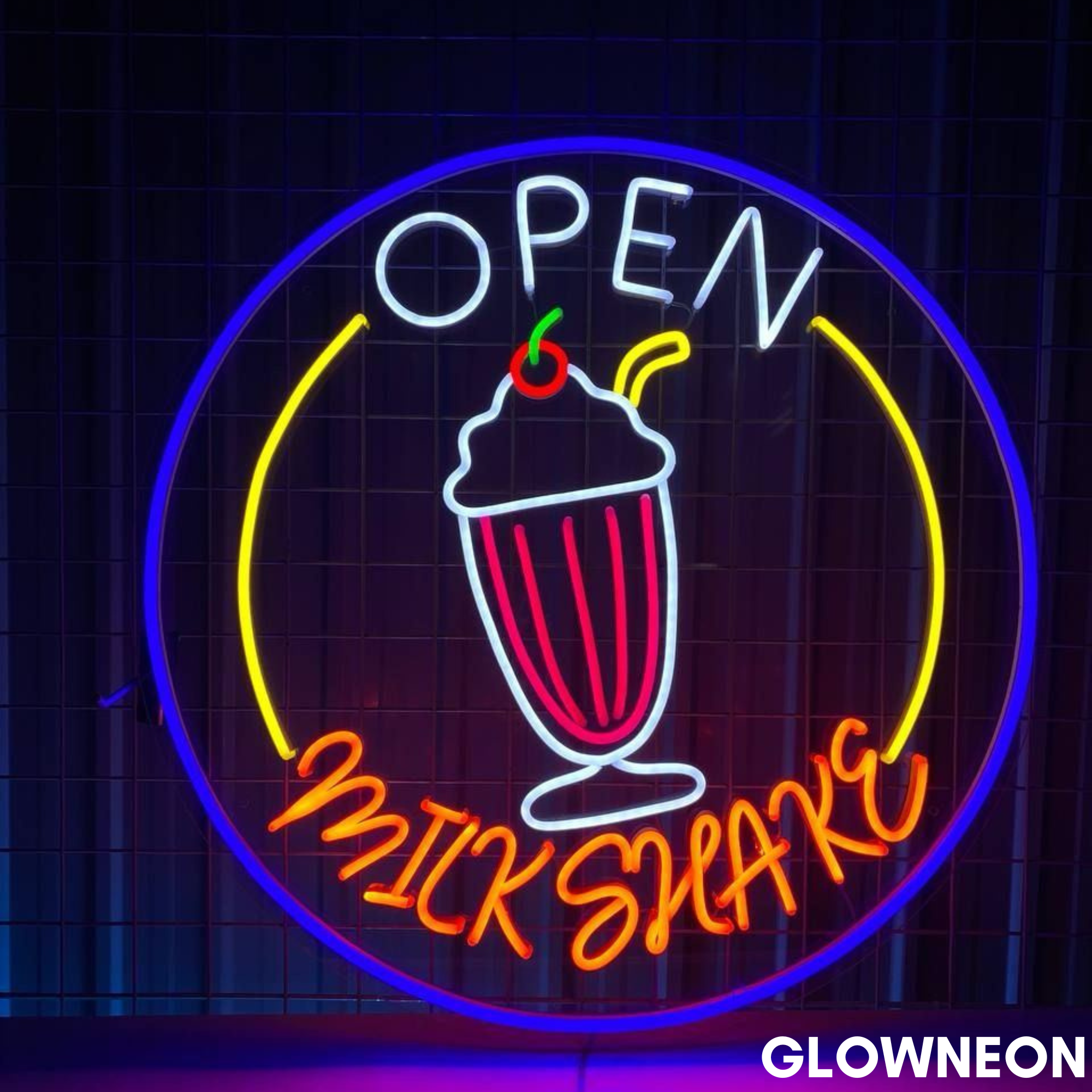 Glowneon Open Milkshake Neon Sign, Milkshake Coffee Shop Wall Led Art ...
