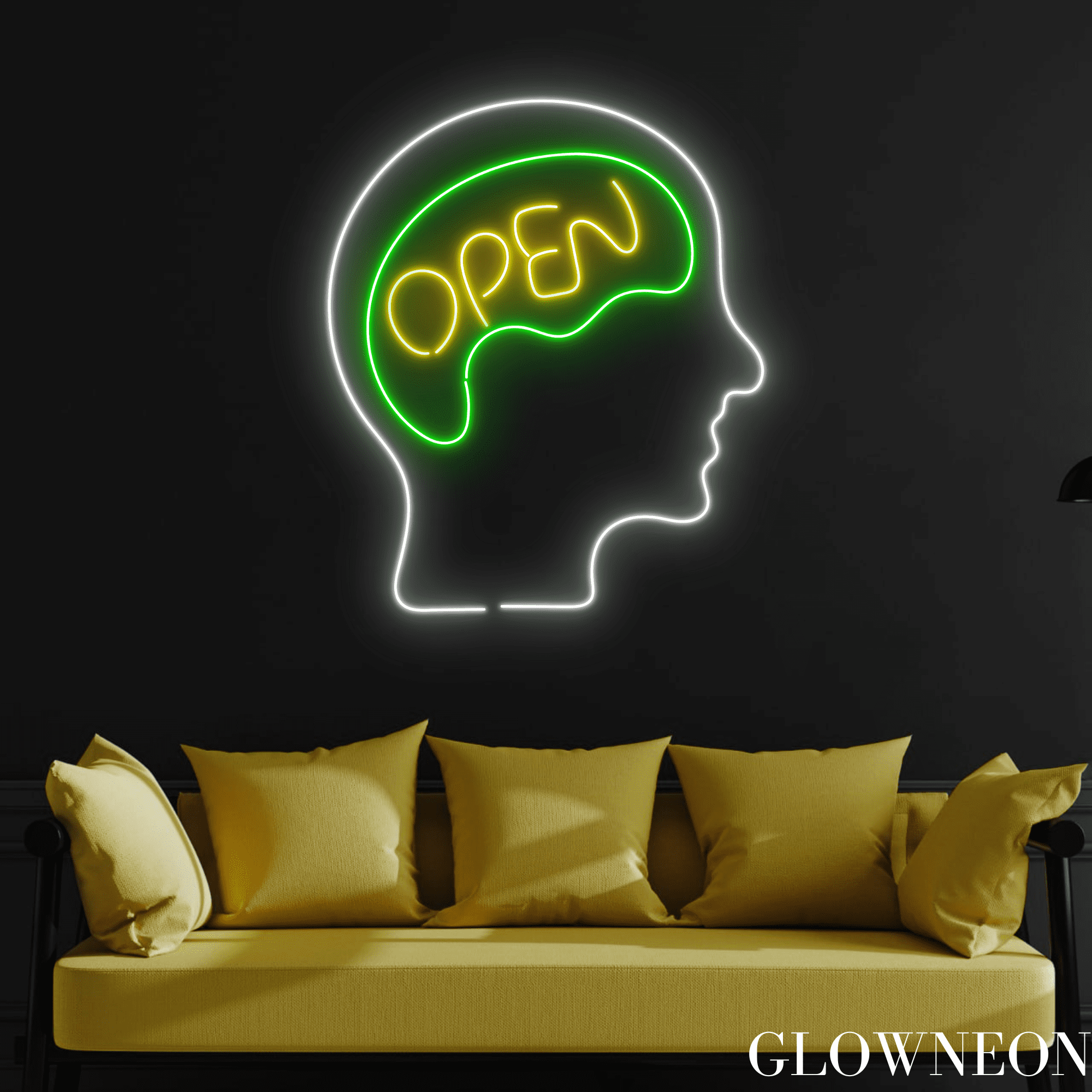Glowneon Open Mind Neon Sign, Open Mind Led Sign, Abstract Wall Decor ...