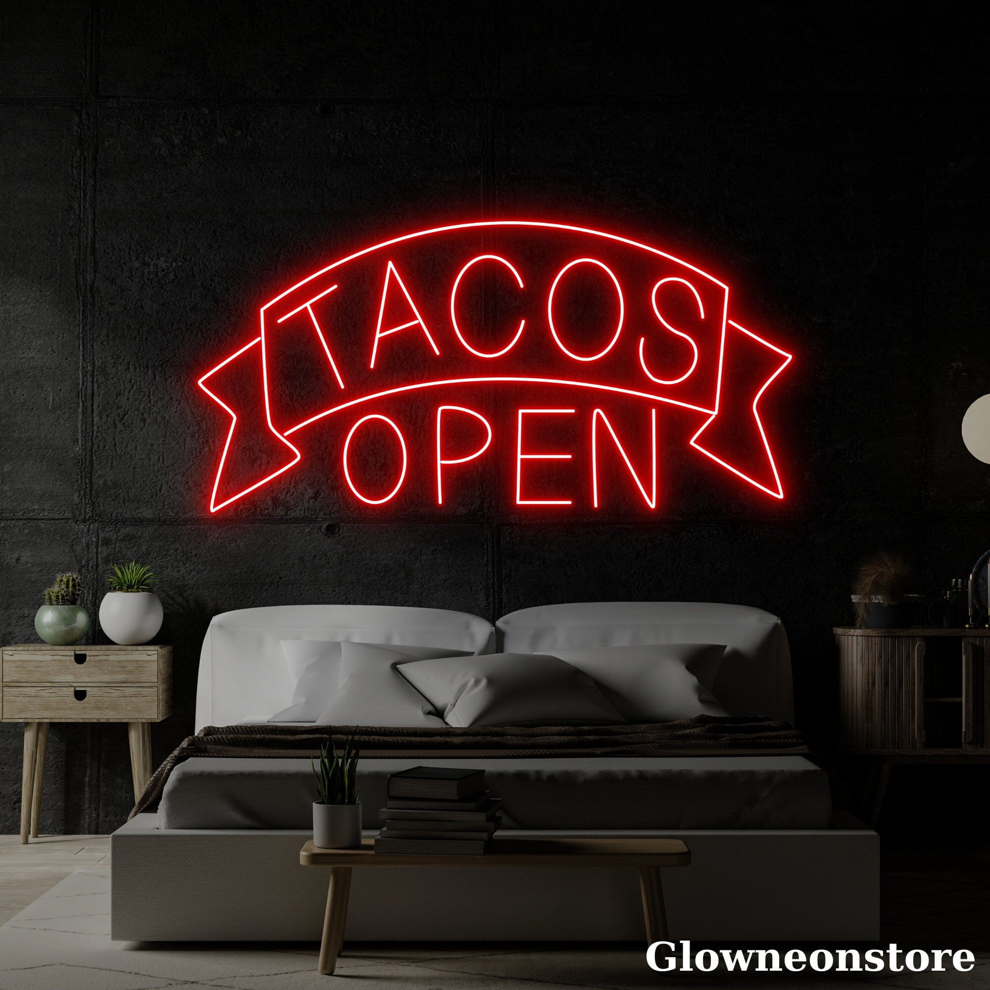 Glowneon Open Tacos Neon Sign, Tacos Led Sign, Mexican Food Neon Light ...