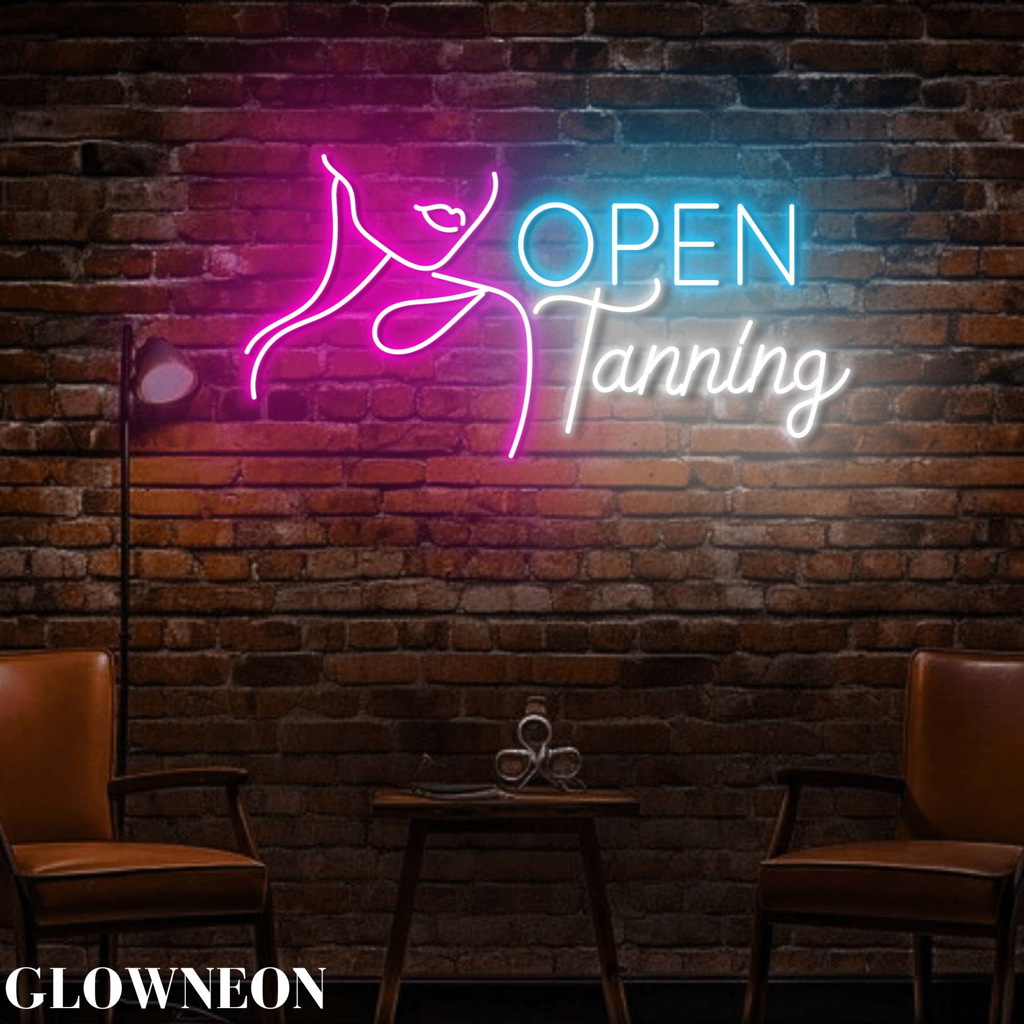 Glowneon Open Tanning Neon Wall Decor, Tanning Beauty Spa Salon Decor ...