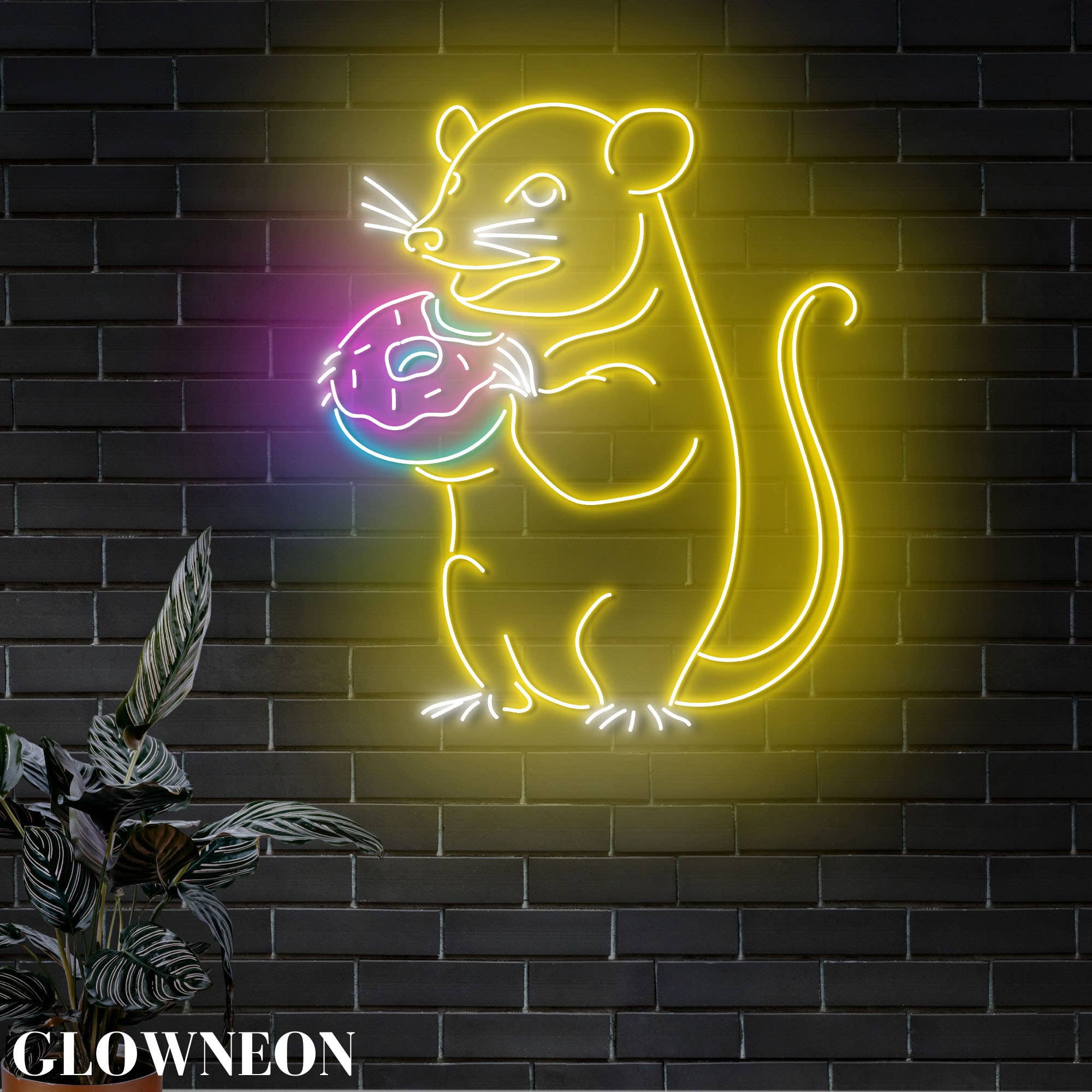 Glowneon Opossum Eating Donut Neon Wall Decor, Donut Cake Shop Decor ...
