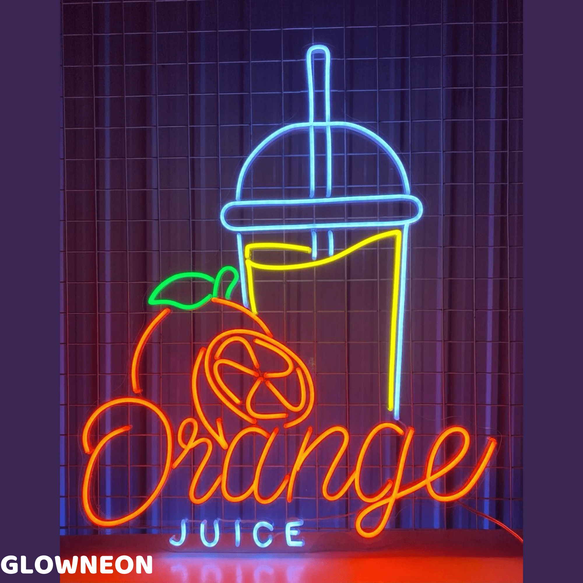 Glowneon Orange Juice Neon Sign, Orange Juice Led Sign, Juice Bar Art ...