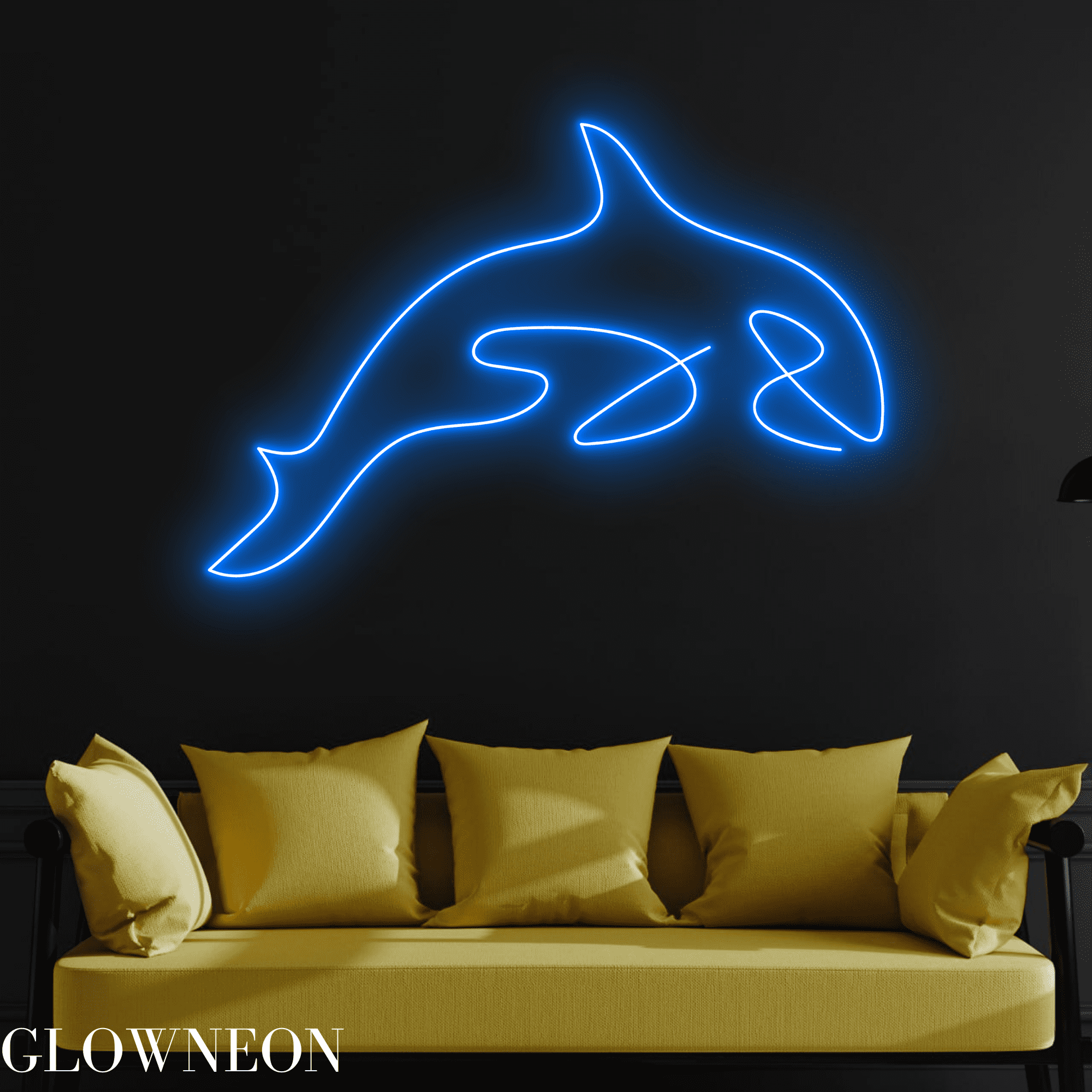 Glowneon Orca Neon Sign, Killer Whale Led Sign, Minimalist Whale Sign ...