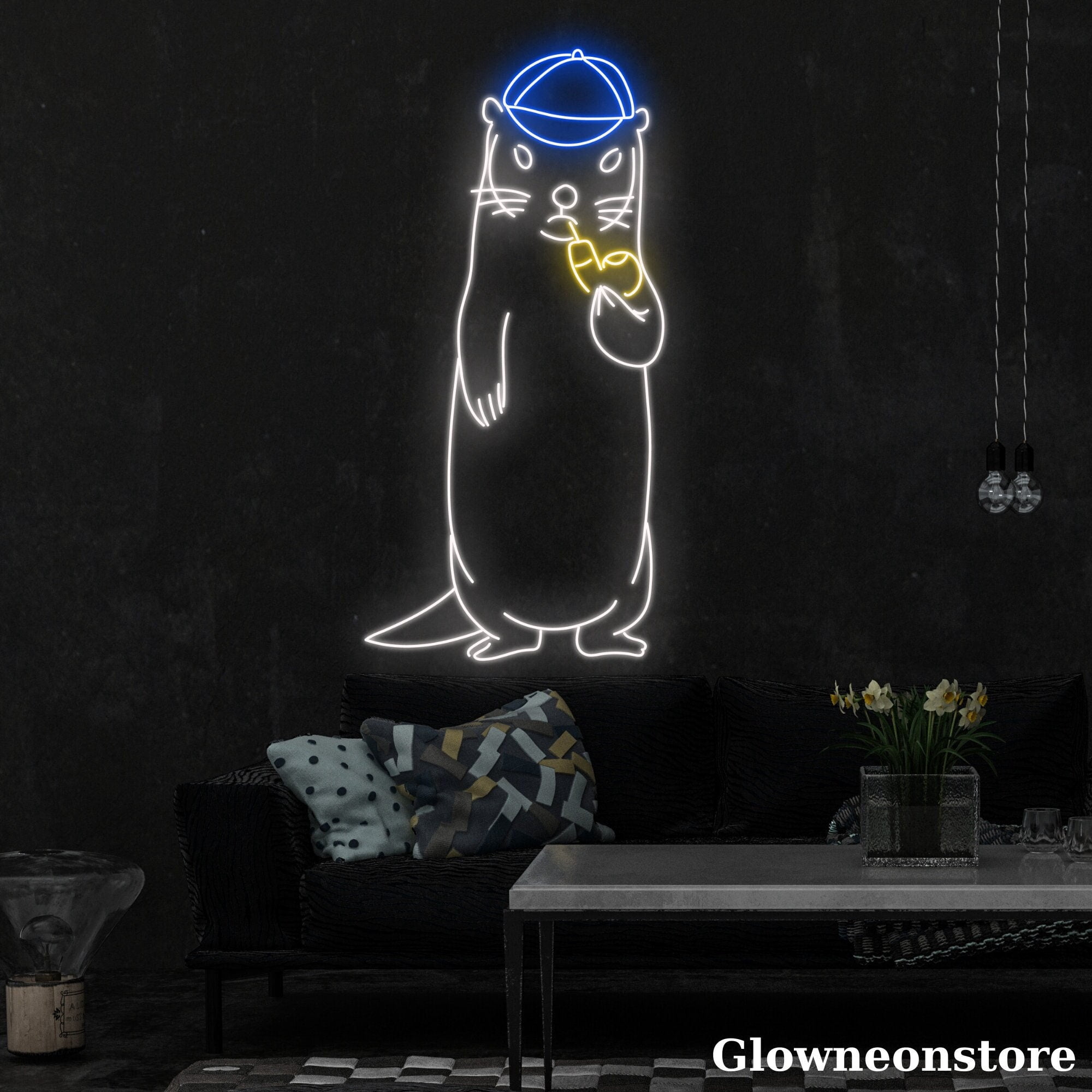 Glowneon Otter Detective Neon Sign, Otter Neon Sign, Animal Neon Light ...