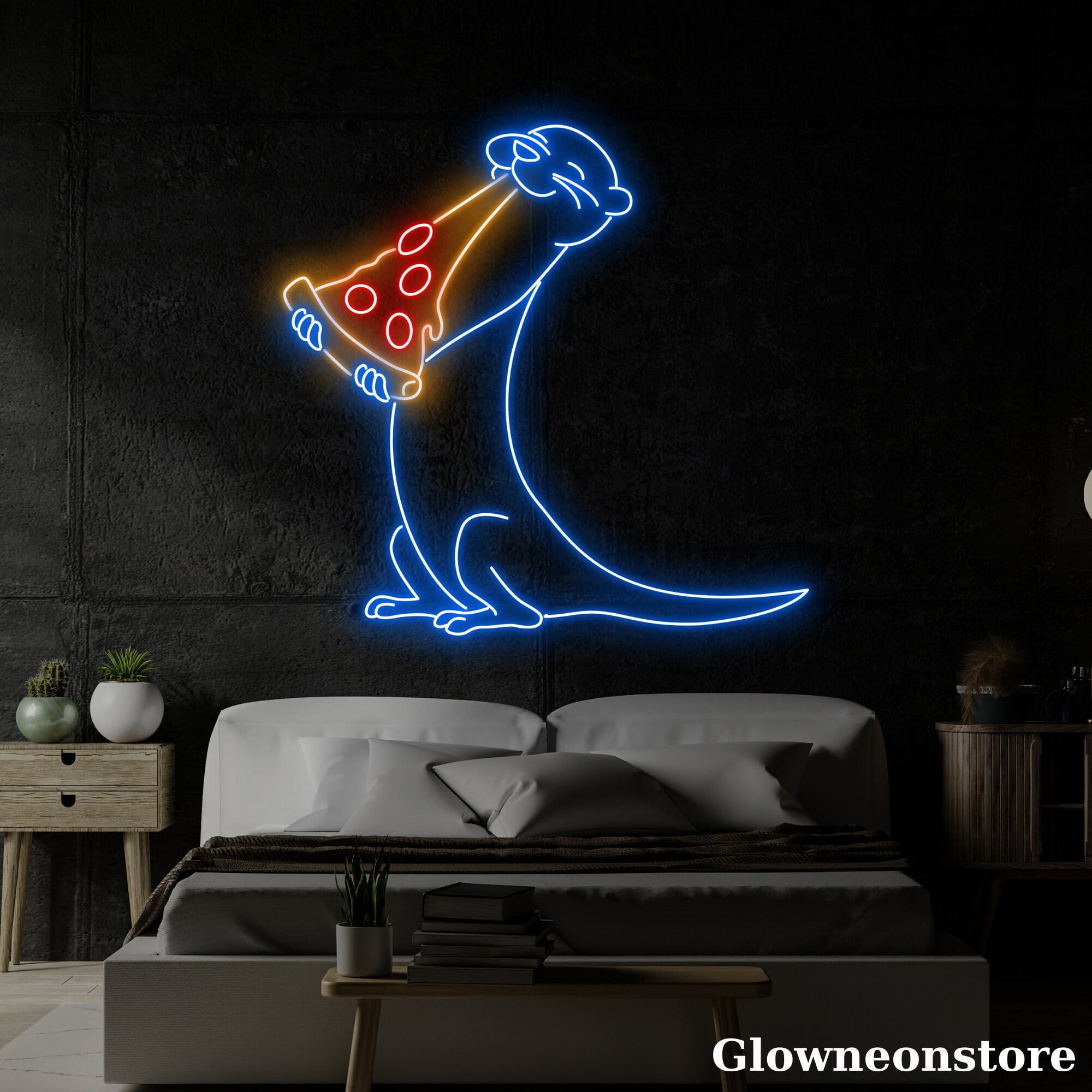 Glowneon Otter Eat Pizza Neon Sign, Otter Eat Pizza Led Sign, Welcome ...