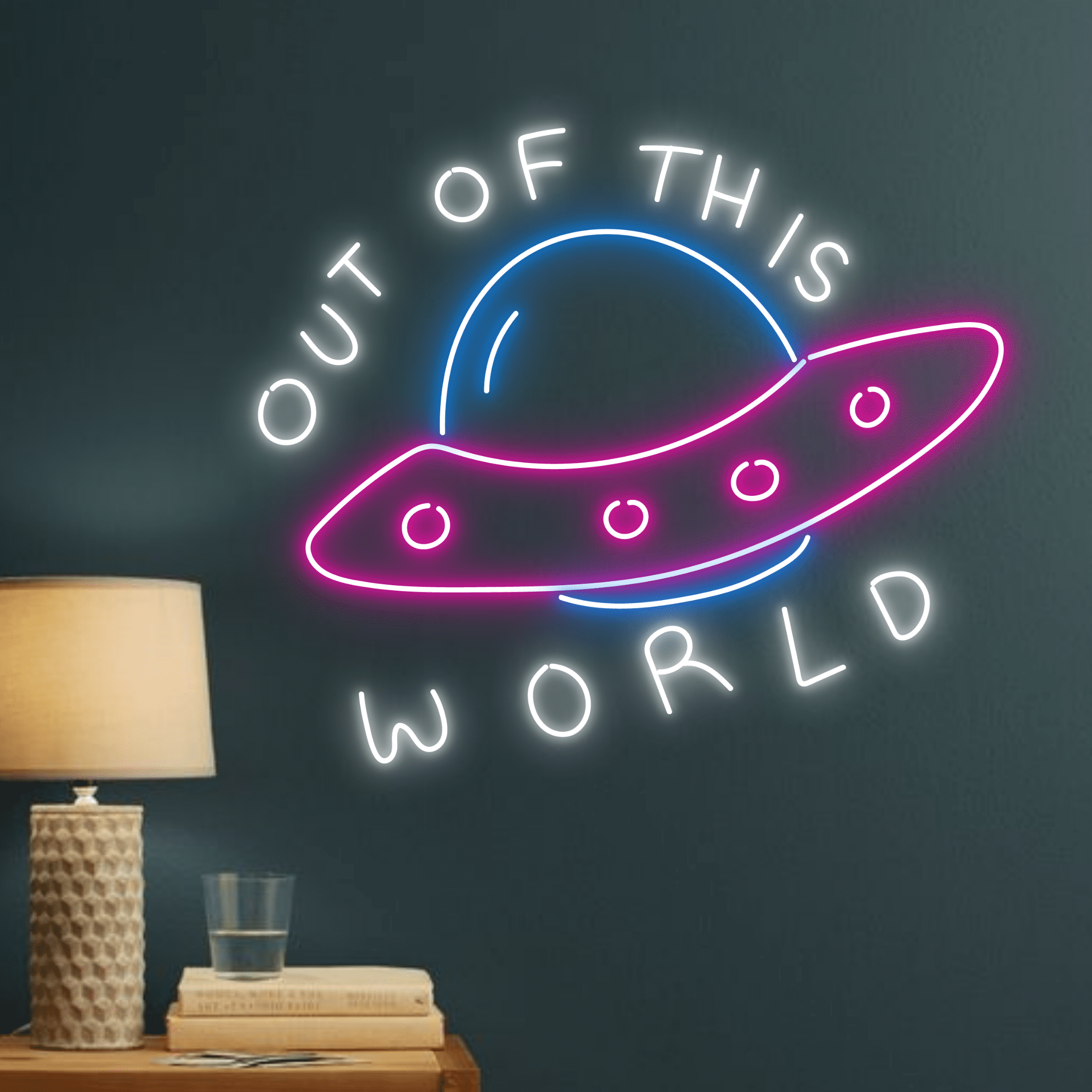 Glowneon Out Of This World Neon Signs, Flying saucer Wall Decor ...