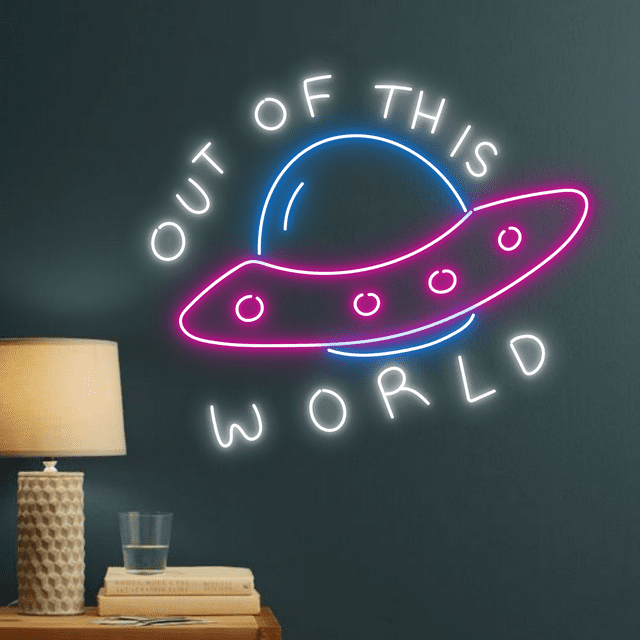 Glowneon Out Of This World Neon Signs, Flying saucer Wall Decor ...