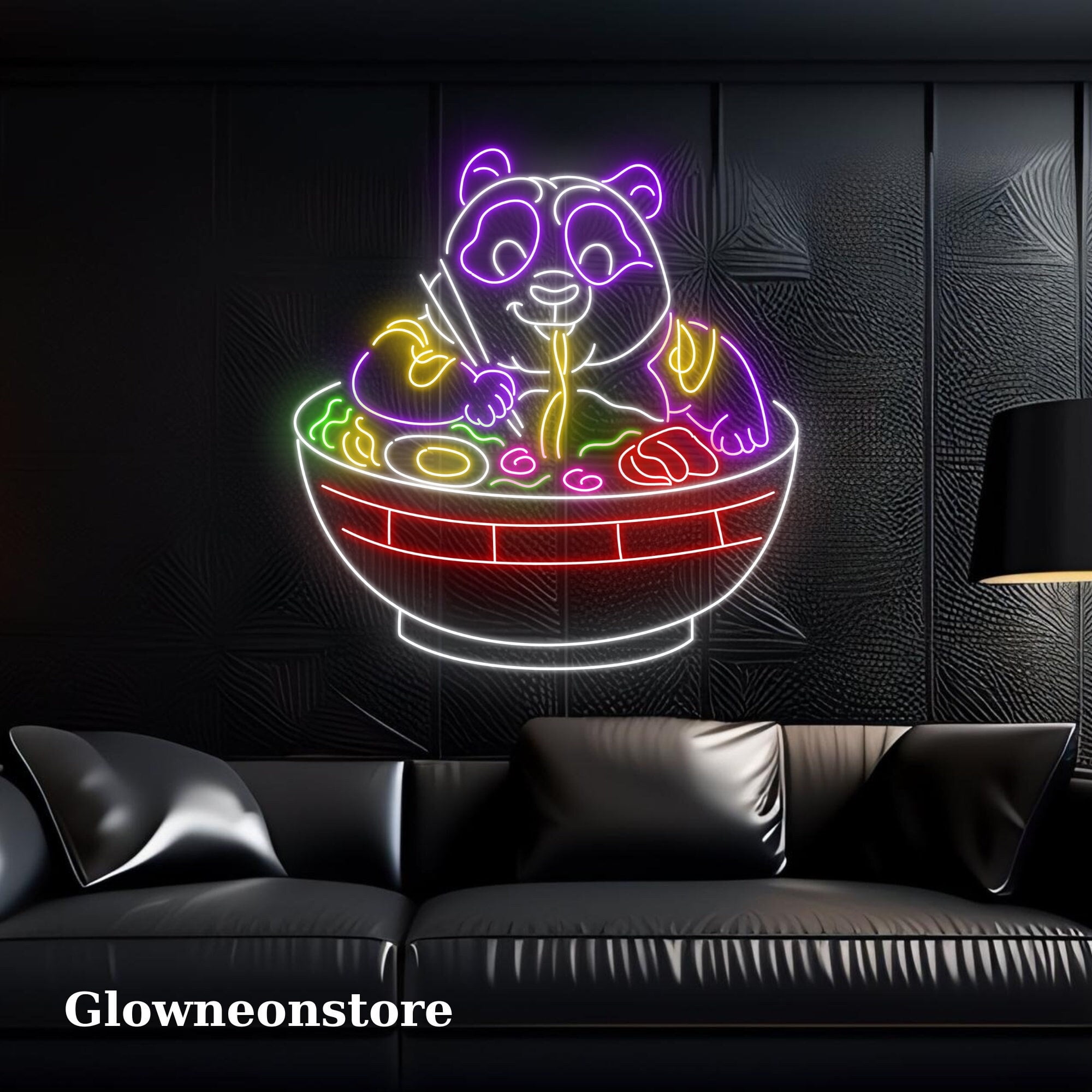 Glowneon Panda Eat Ramen Neon Sign, Panda Ramen Led Sign, Ramen Decor ...