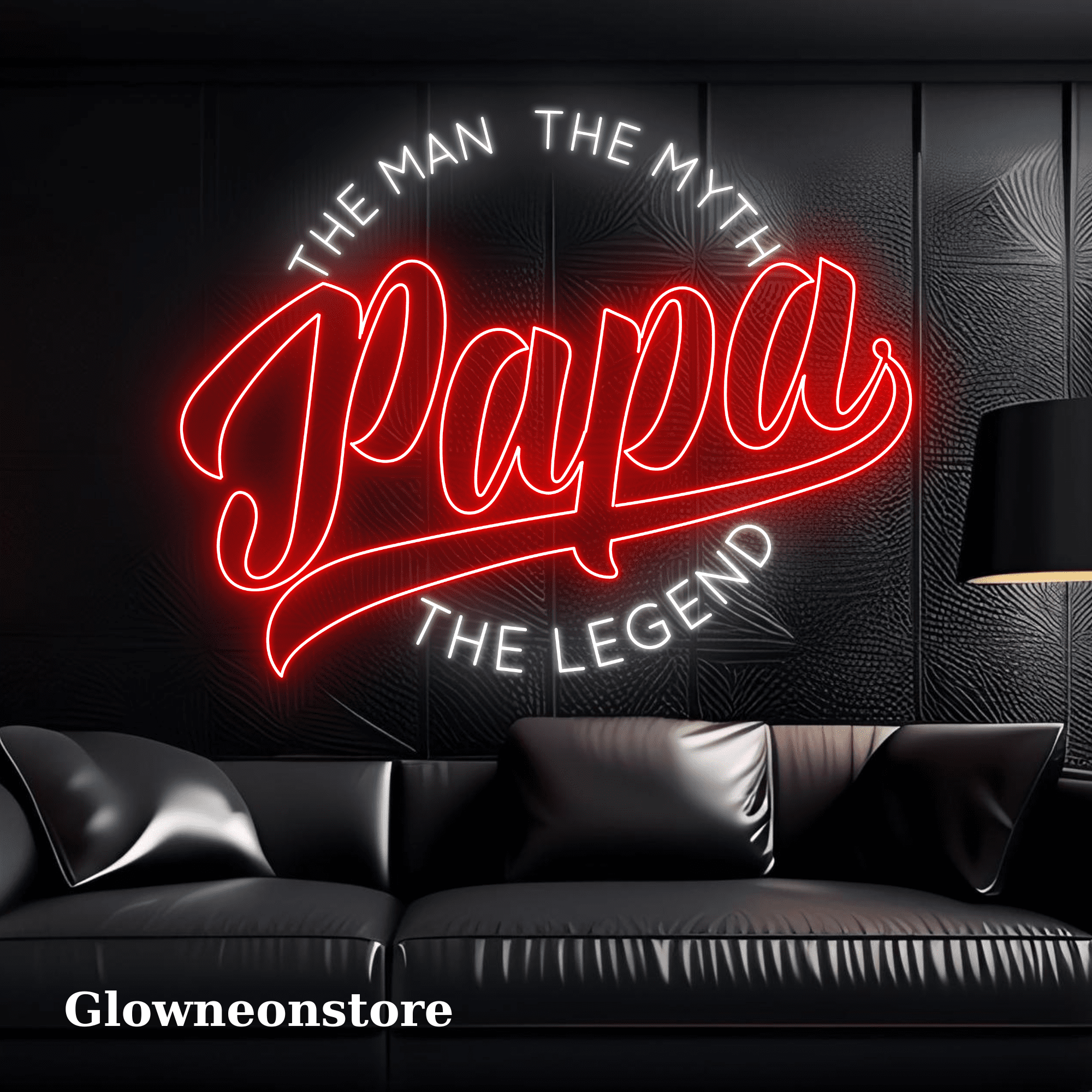 Glowneon Papa The Man The Myth The Legend Neon Sign, Papa Gift Sign ...