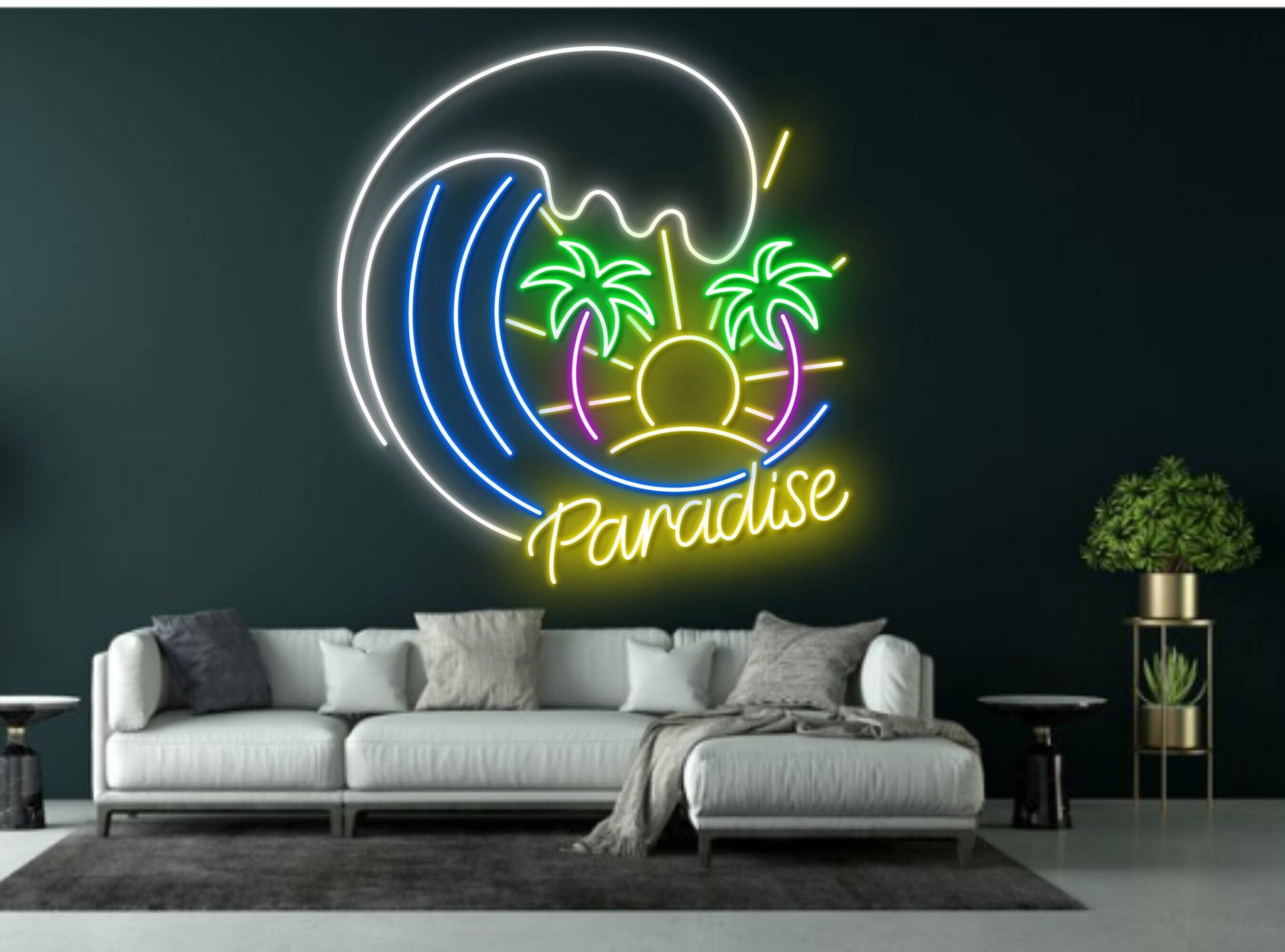 Glowneon Paradise Beach View Neon Sign, Vacation Summer Wall Decor ...