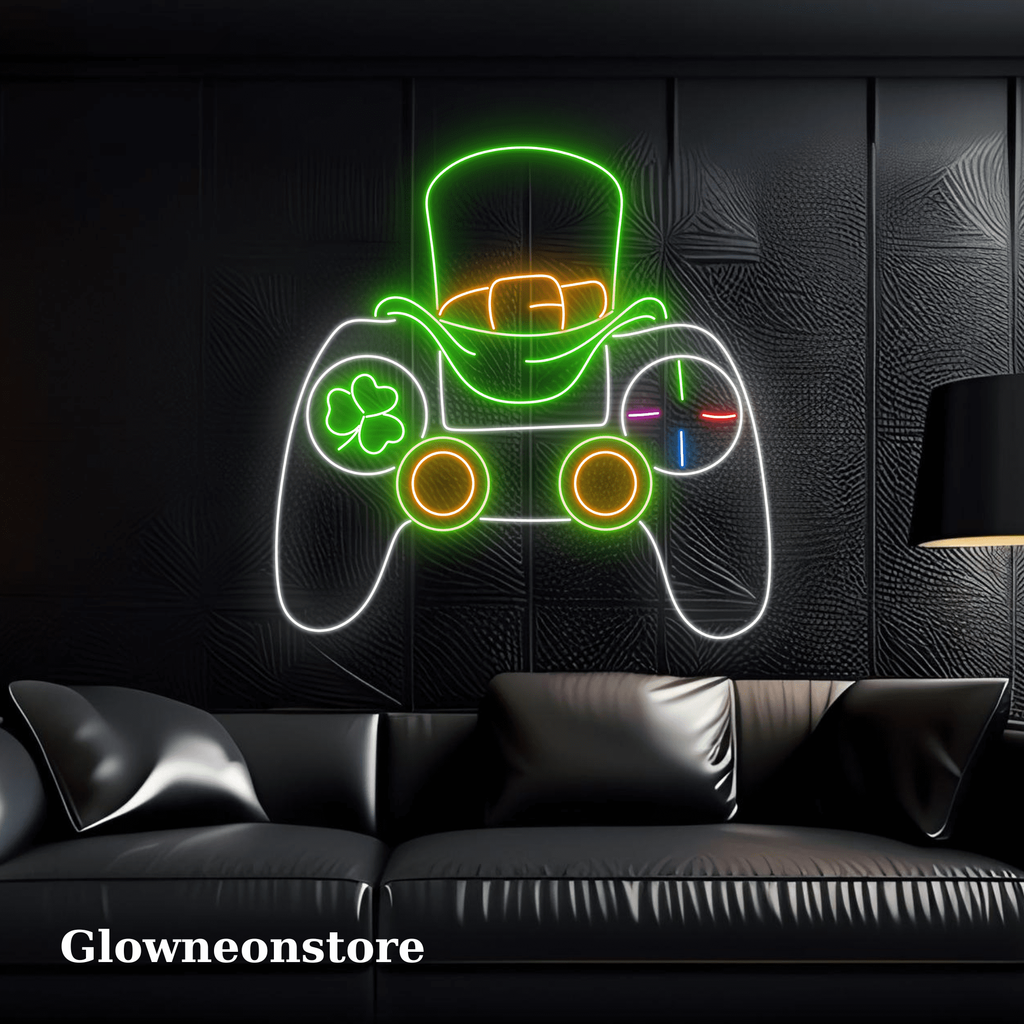 Glowneon Patrick's Hat Game Controller Neon Sign, Controller Led Neon ...