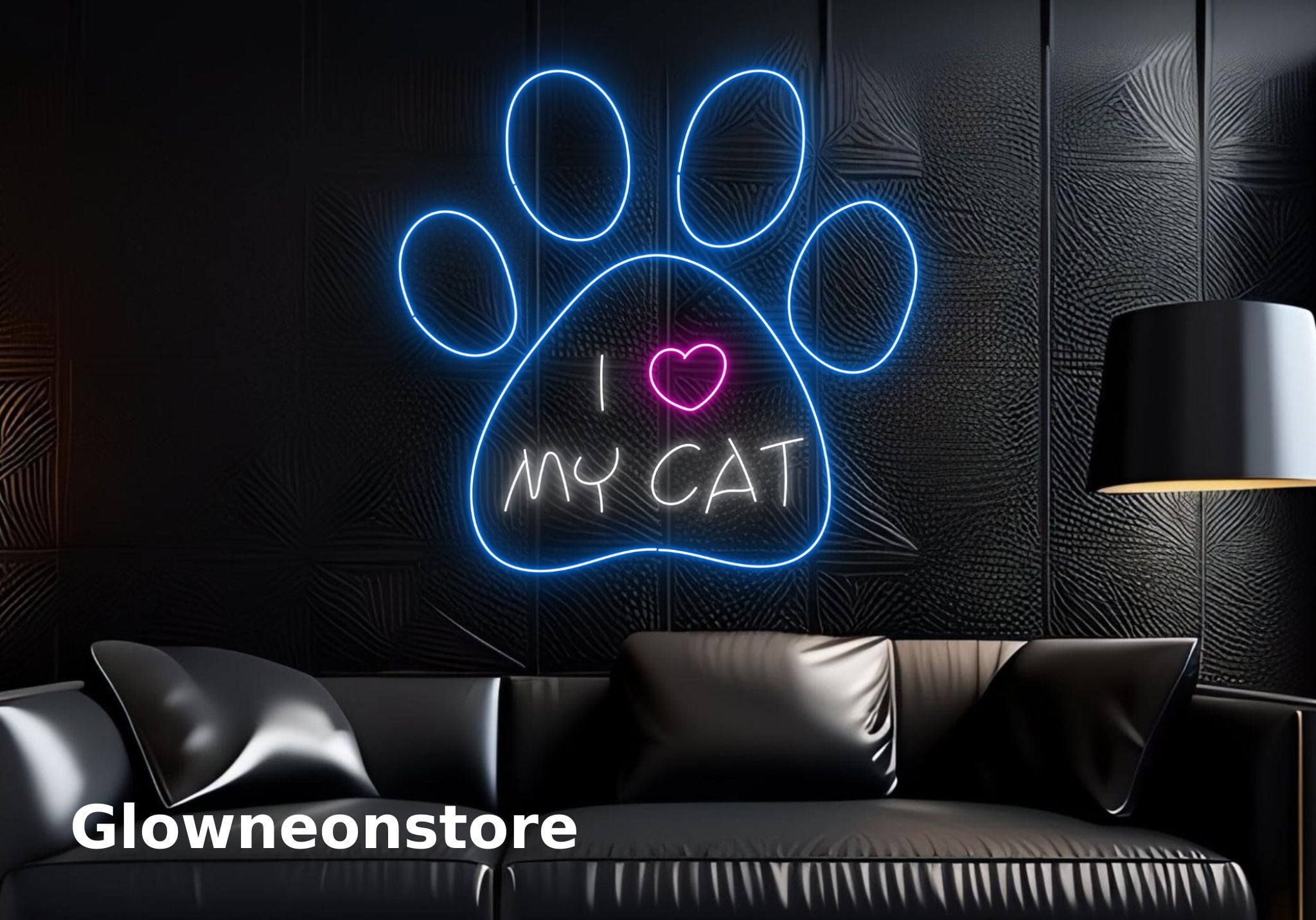 Glowneon Paw Print Neon Sign, I Love My Cat Neon Sign, Cat Led Light ...
