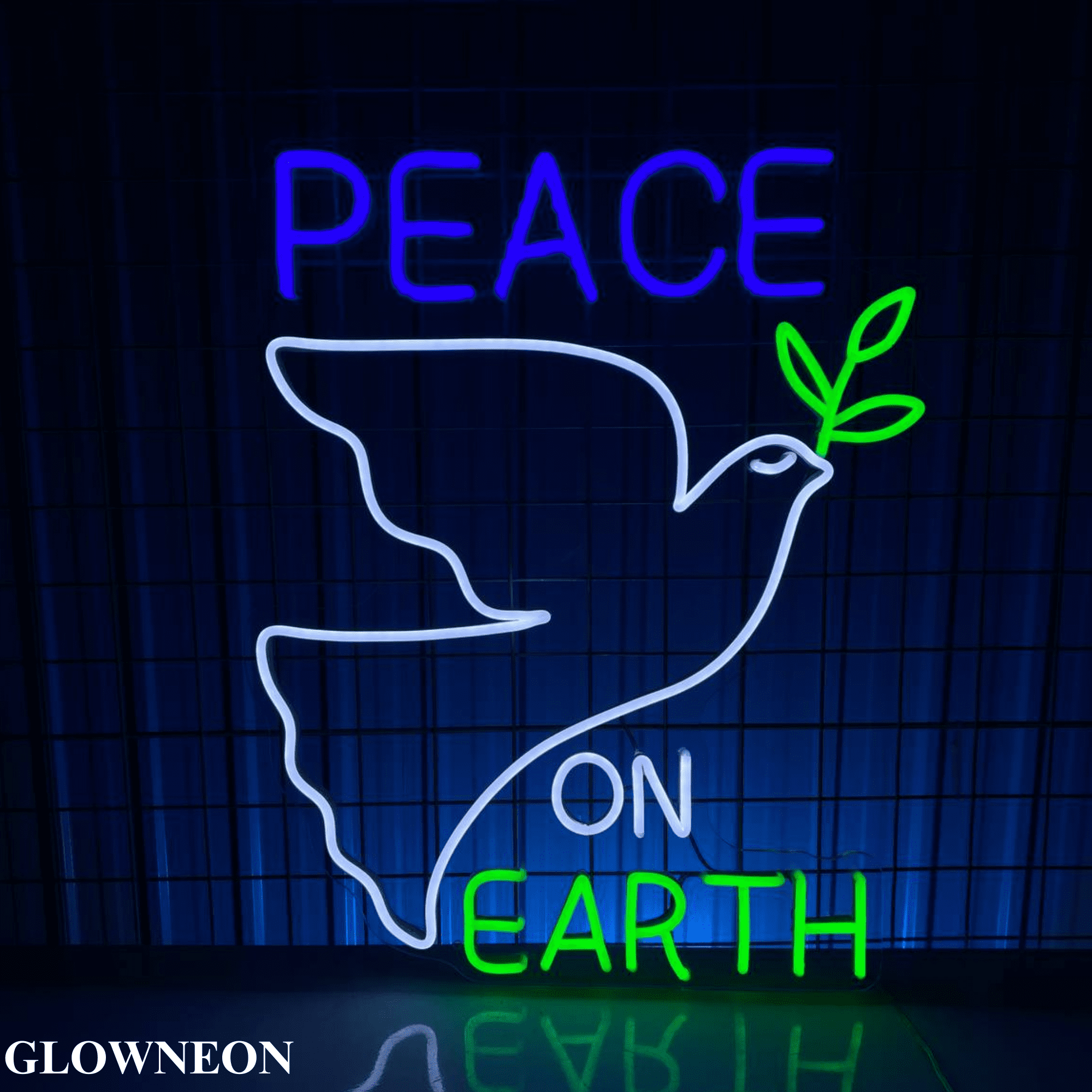 Glowneon Peace On Earth Neon Sign, Peace Dove Wall Art, Freedom Decor ...