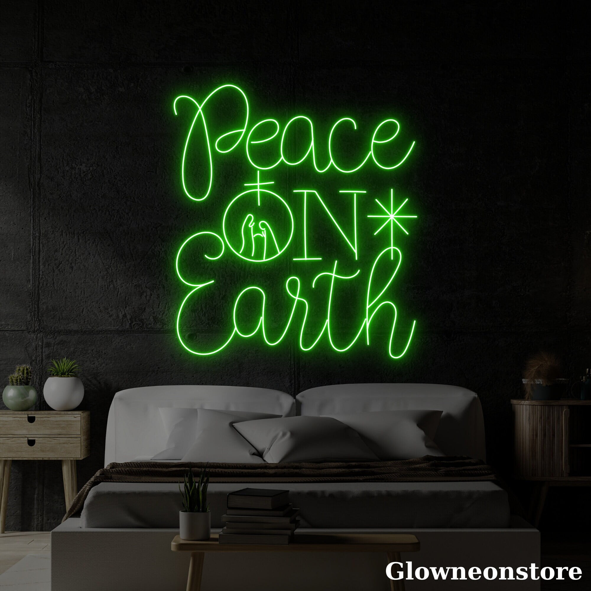 Glowneon Peace On Earth Neon Sign, Peace On Earth Led Sign, Peaceful ...