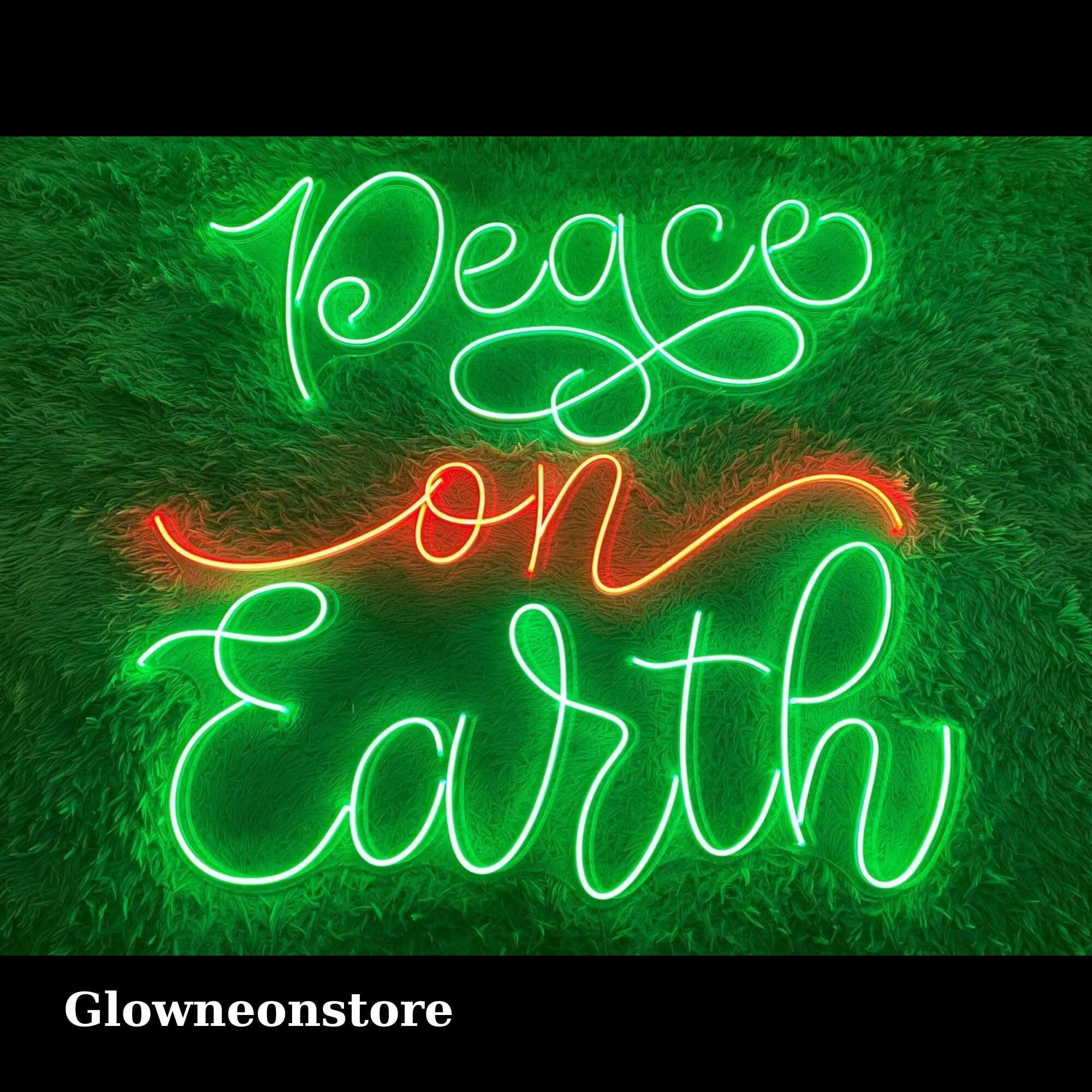 Glowneon Peace On Earth Neon Sign, Peaceful World Neon, Peace On Earth ...