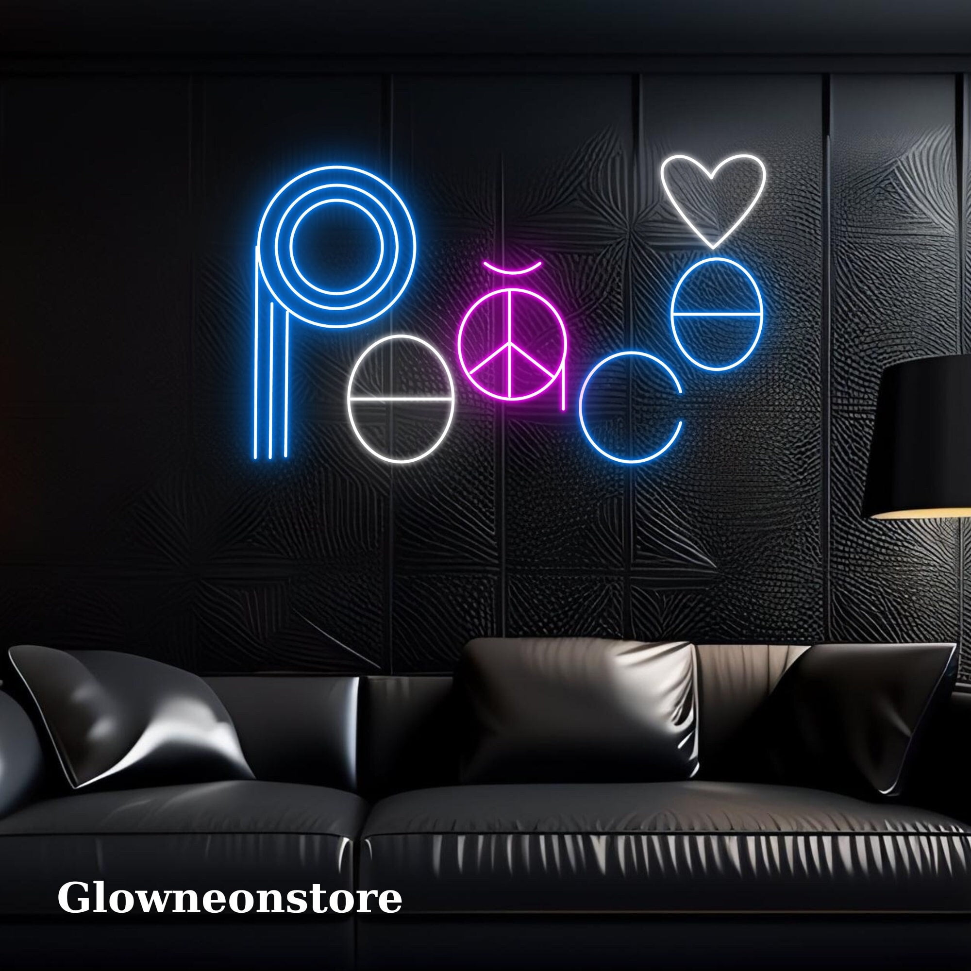 Glowneon Peace Symbol Logo Neon Sign, Peace Symbol Logo Led Light ...