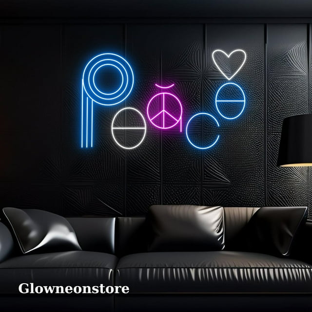 Glowneon Peace Symbol Logo Neon Sign, Peace Symbol Logo Led Light ...