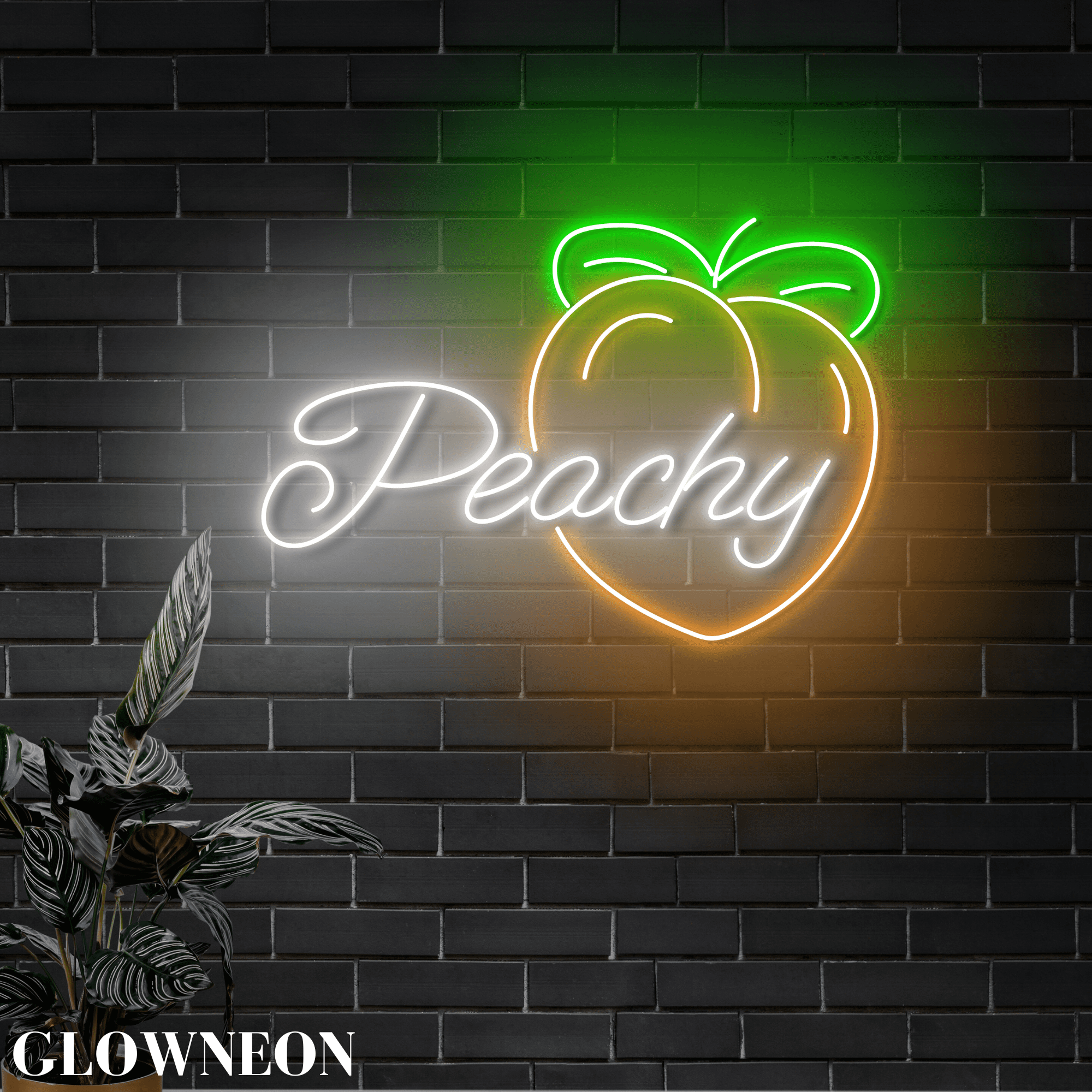 Glowneon Peachy Wall Art Led Light, Peach Fruit Shop Neon Wall Decor ...