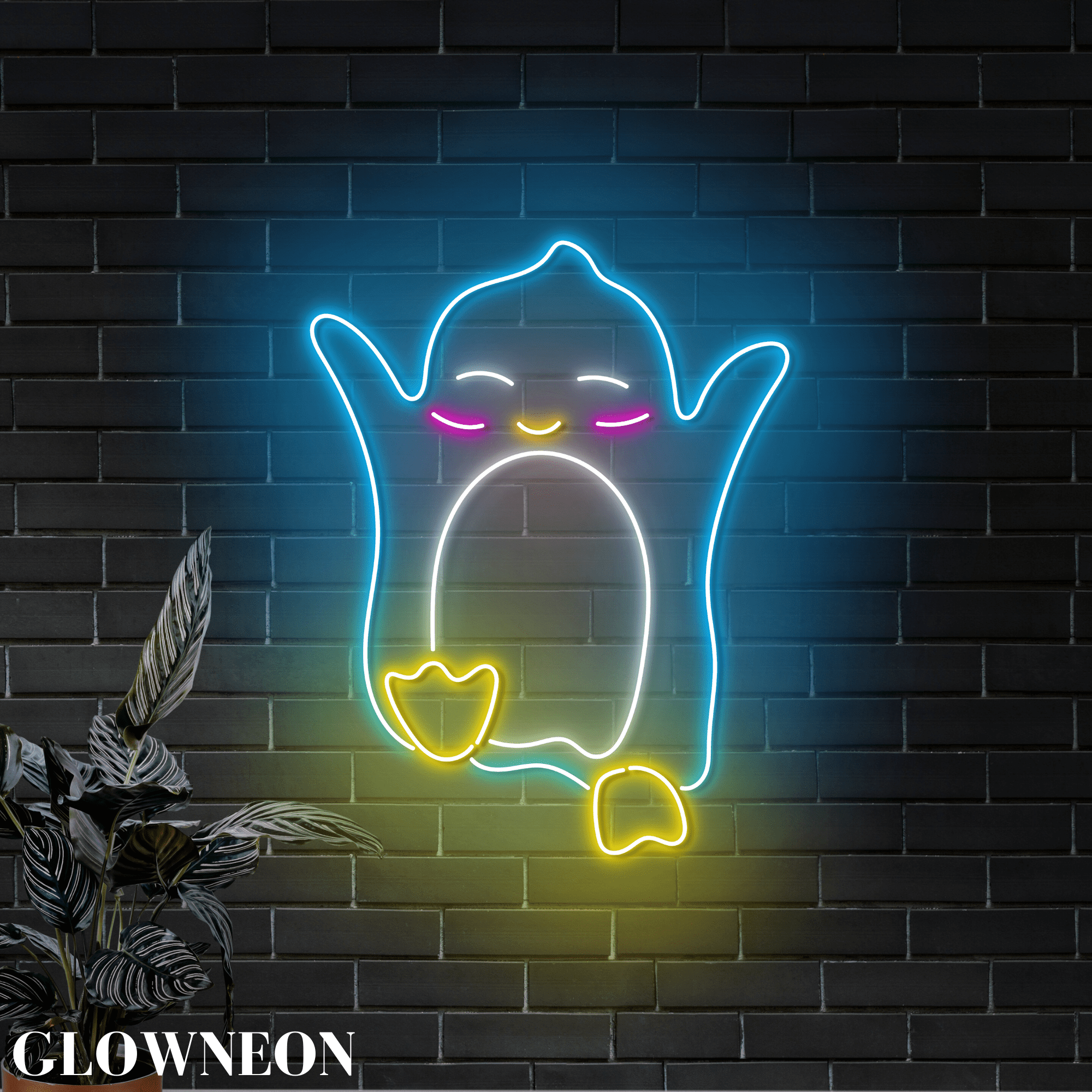 Glowneon Penguin Led Wall Art, Penguin Neon Wall Decor, Animal Decor ...