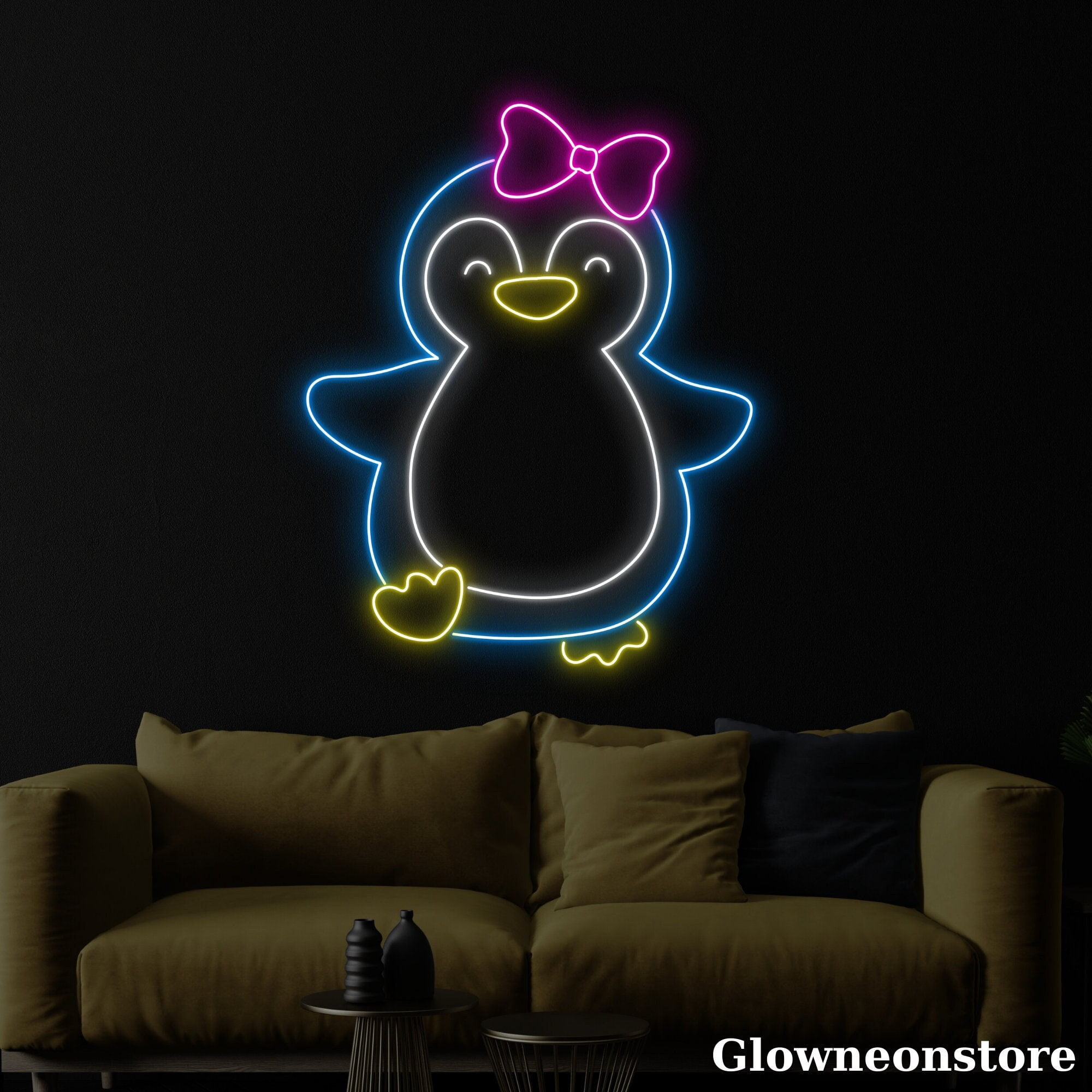 Glowneon Penguin Neon Sign, Cute Penguin Led Sign, Animal Neon Sign ...