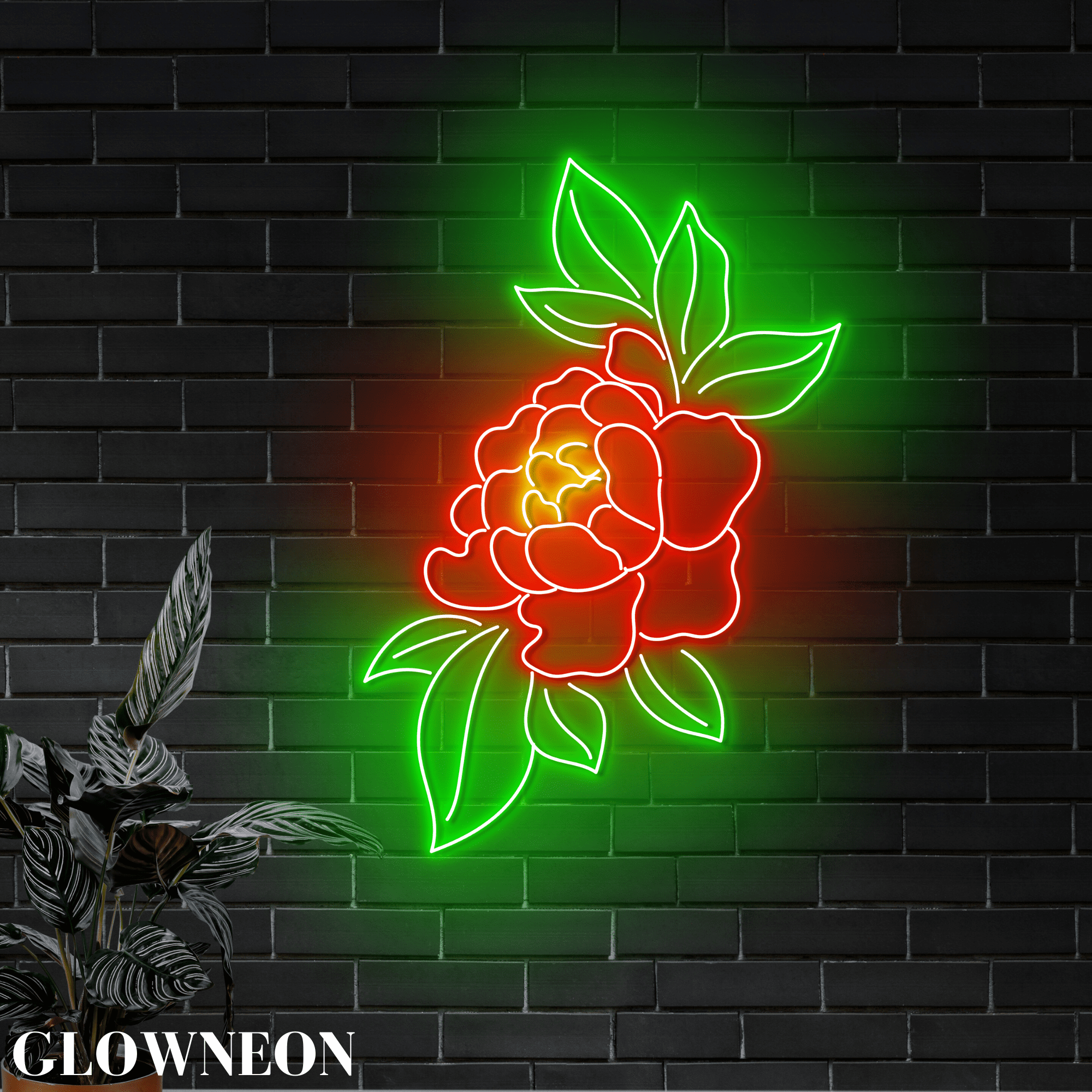 Glowneon Peony Flower Led Sign, Peony Flower Shop Decor, Florist Sign ...