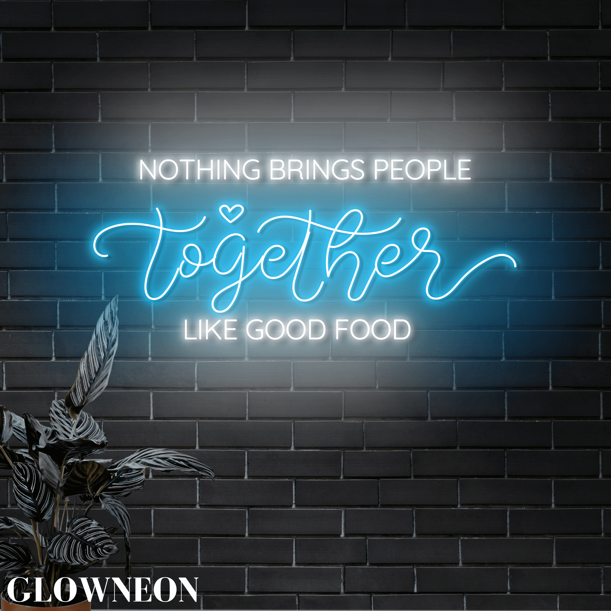Glowneon People Together Like Good Food Led Sign, Restaurant Wall Art ...