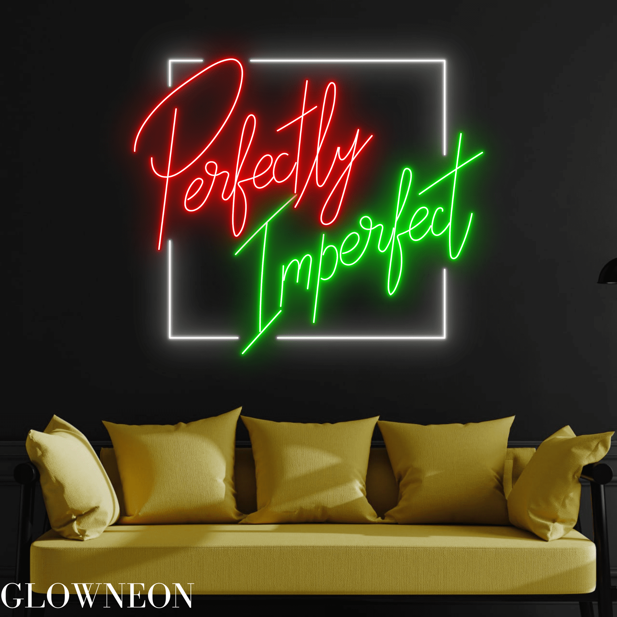 Glowneon Perfectly Imperfect Neon Sign, Motivational Quote Led Decor ...