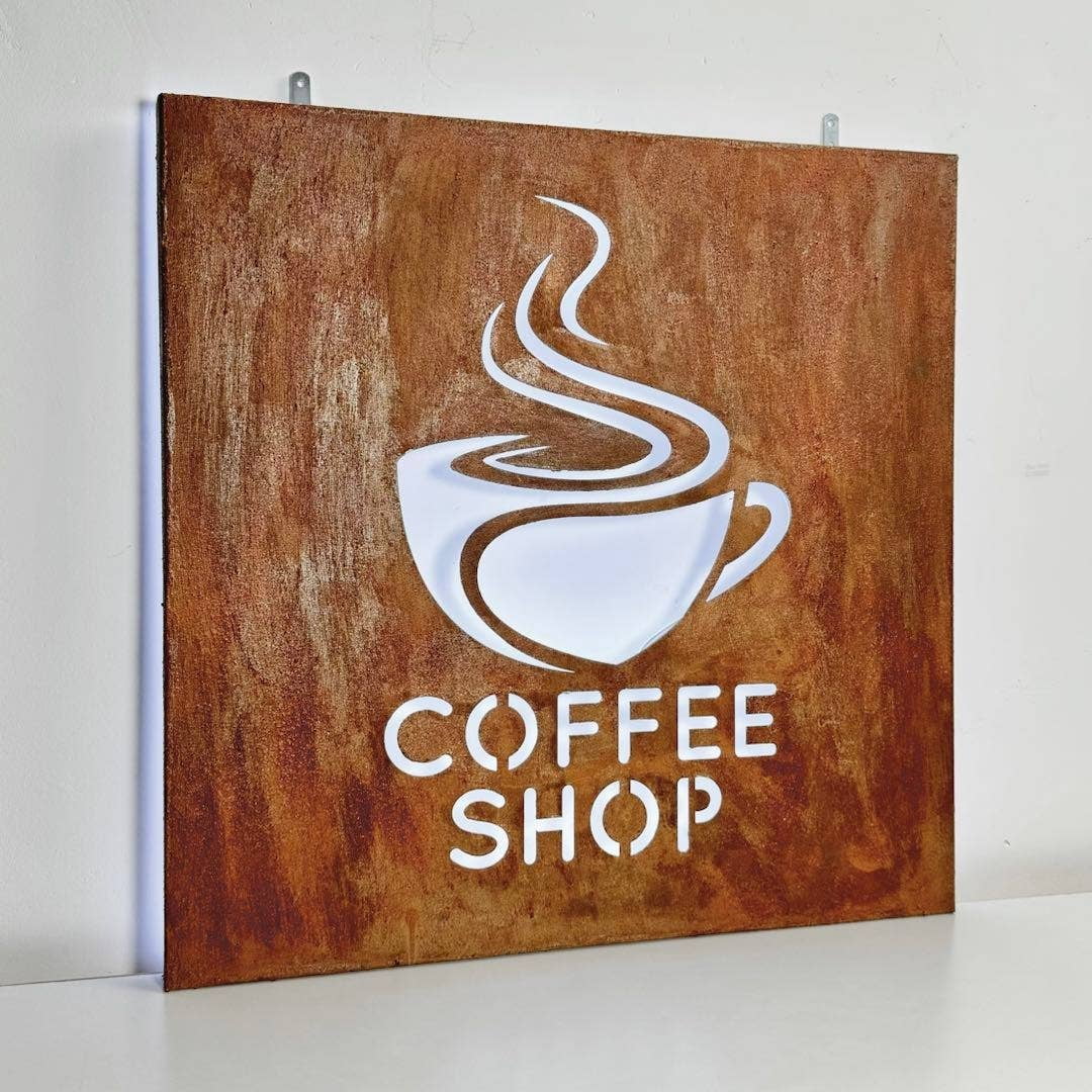 Glowneon Personalized Coffee Shop Wall Mounted Light Reflector Sign ...