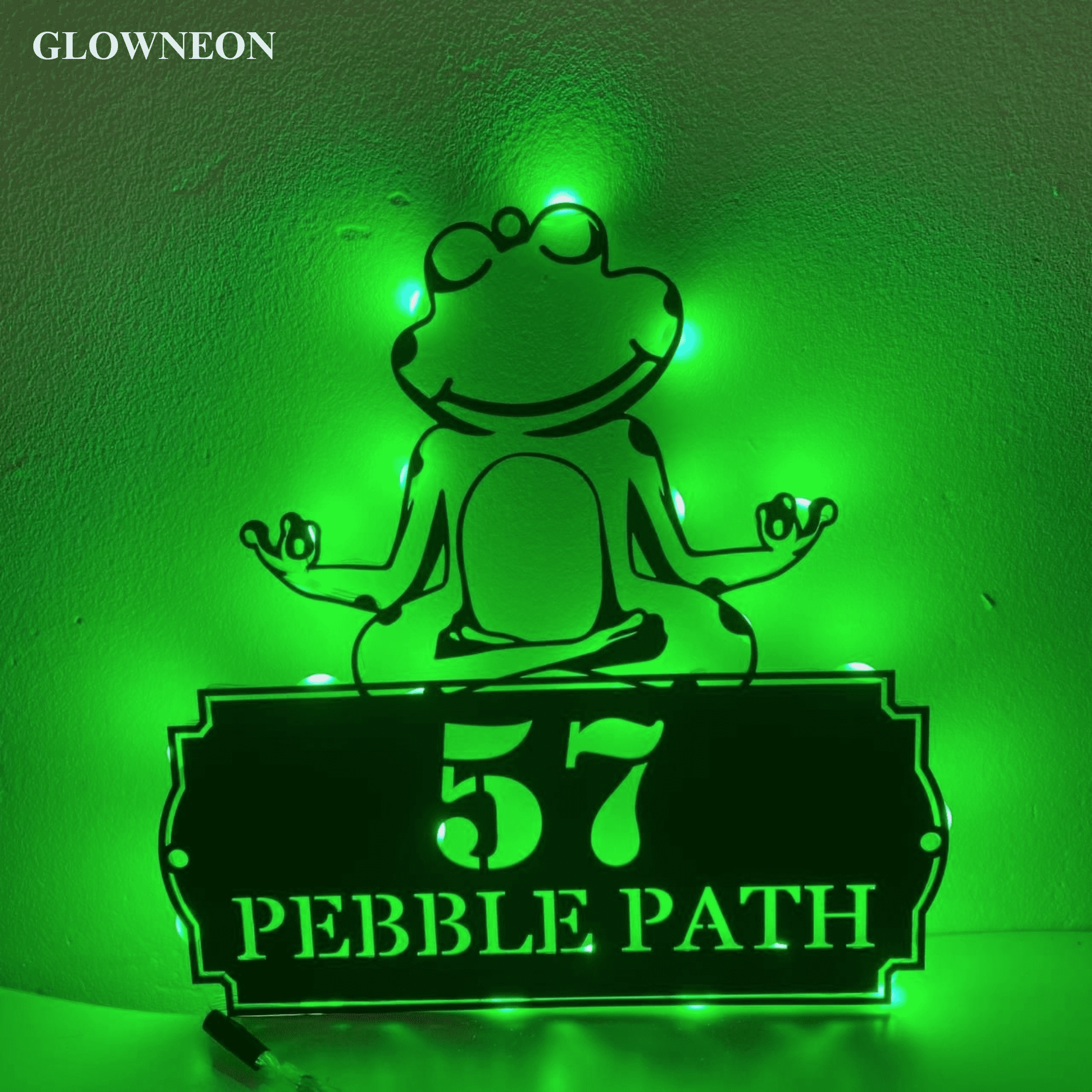 Glowneon Personalized Frog House Number Metal Sign, Frog Address Sign ...