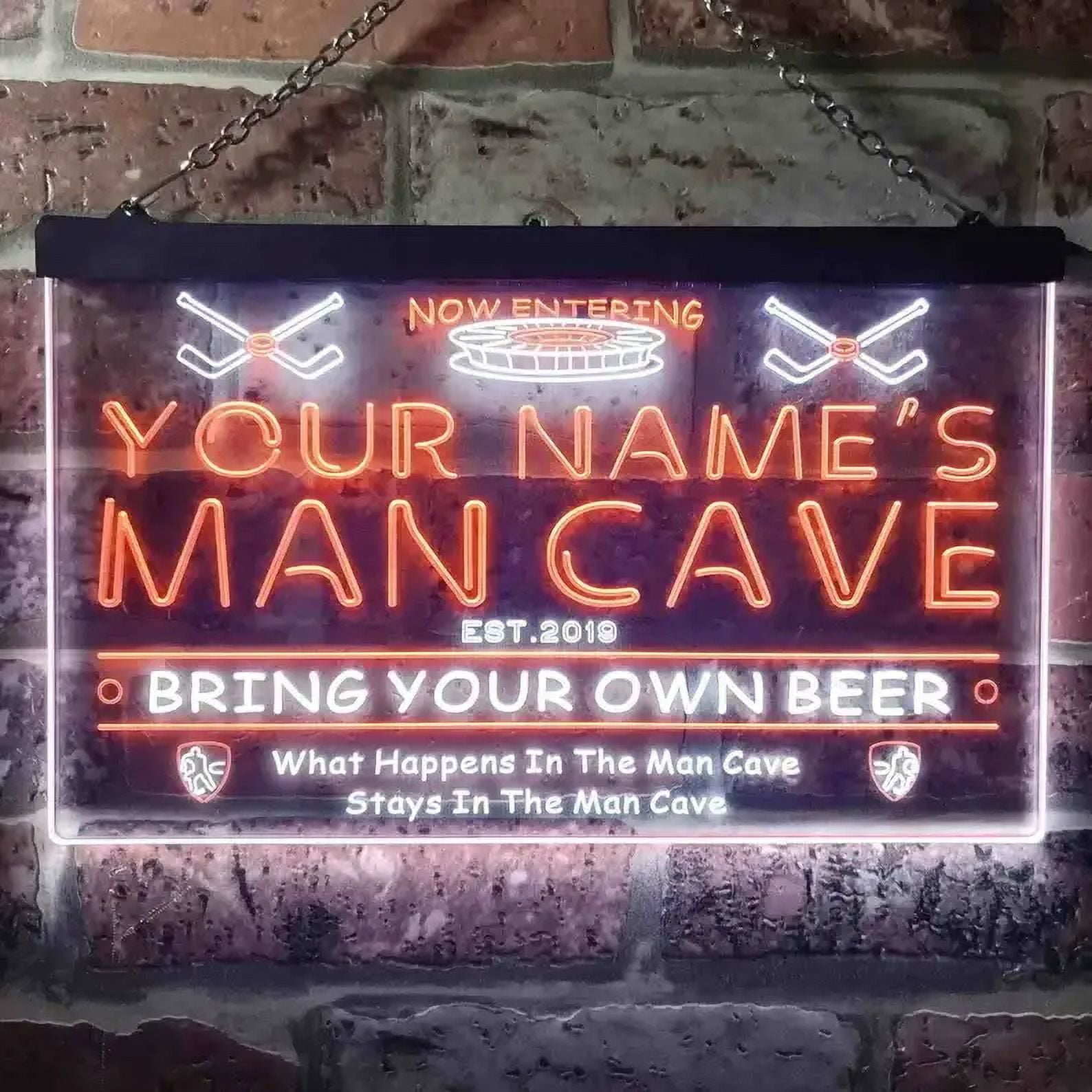 Glowneon Personalized Name Theme Man Cave Ice Hockey Bar Neon Sign ...